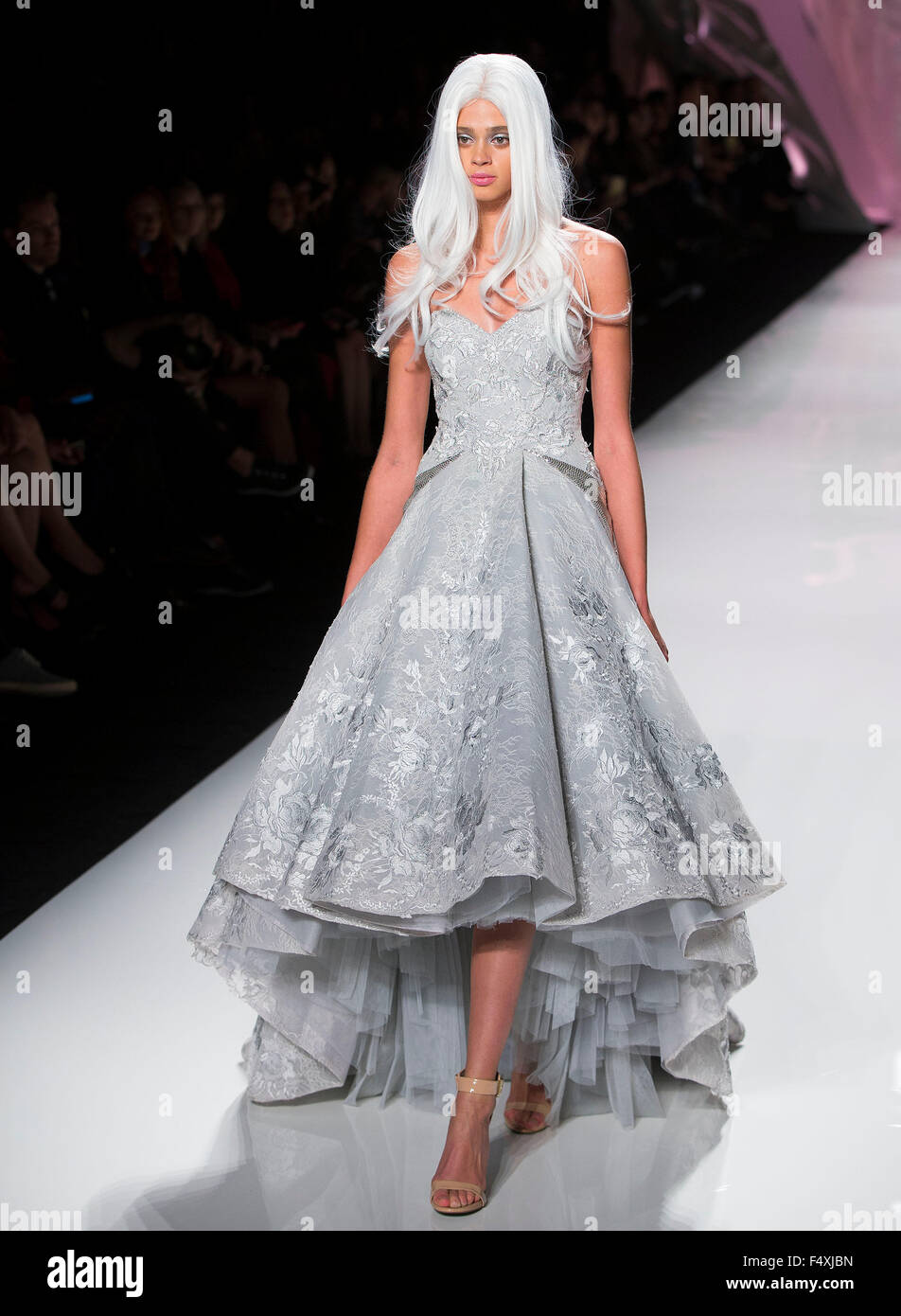 Toronto, Canada. 23rd Oct, 2015. A model walks the runway wearing ...