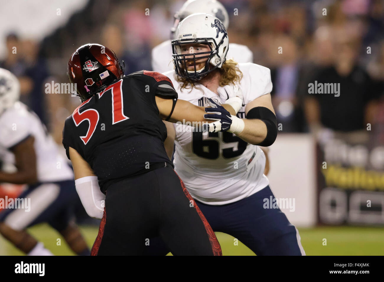 San Diego, California, USA. 23rd Oct, 2015. Utah State Aggies OL #65 ...