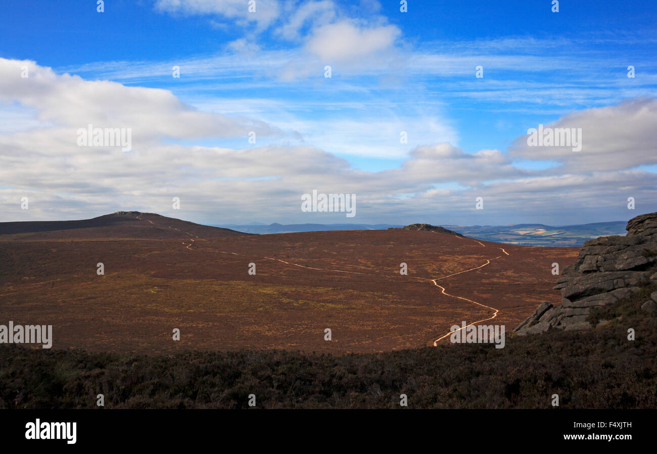 A view of the Bennachie plateau with footpaths from the summit of ...