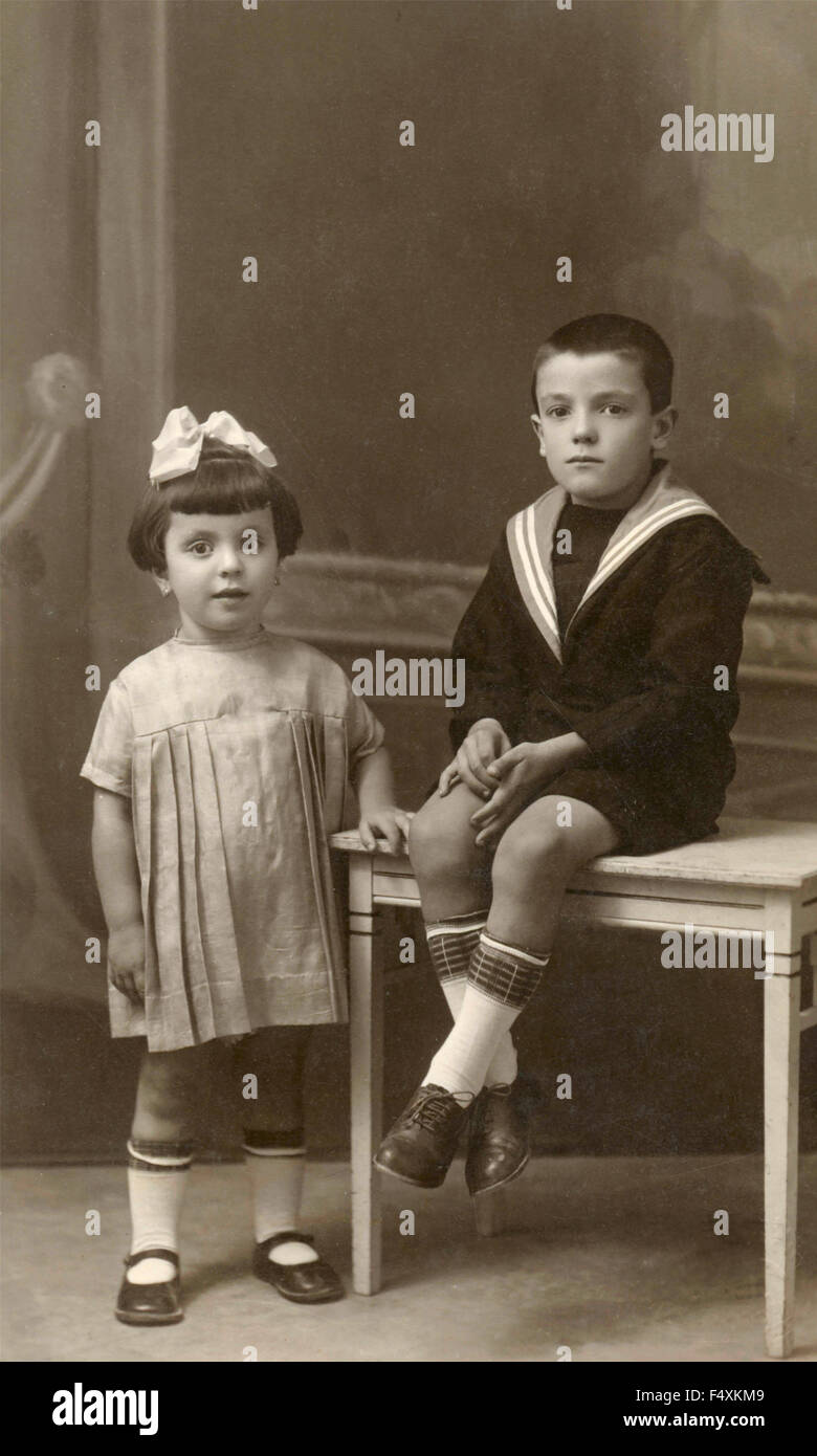 Portrait of a pair of children, Italy Stock Photo - Alamy