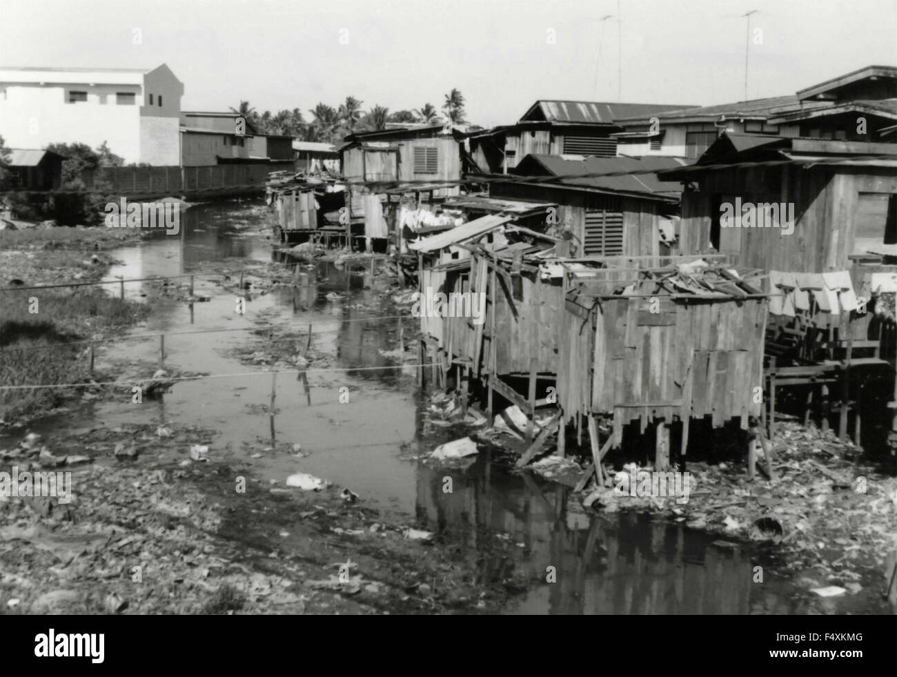 Poor housing on stilts to Darbo, Spain Stock Photo - Alamy