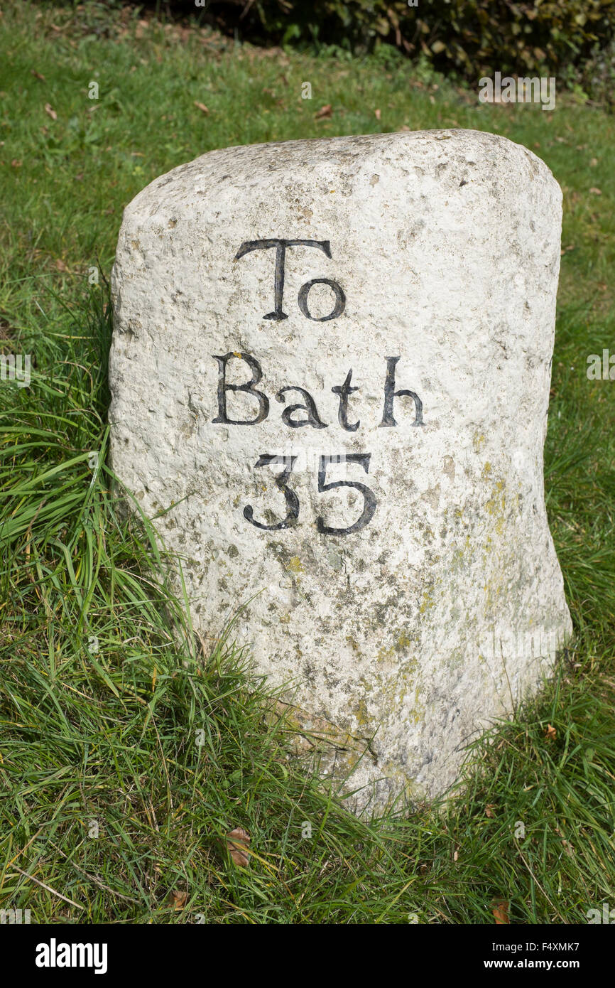 Bath Road Marker Milestone near Marlborough Wiltshire Stock Photo - Alamy