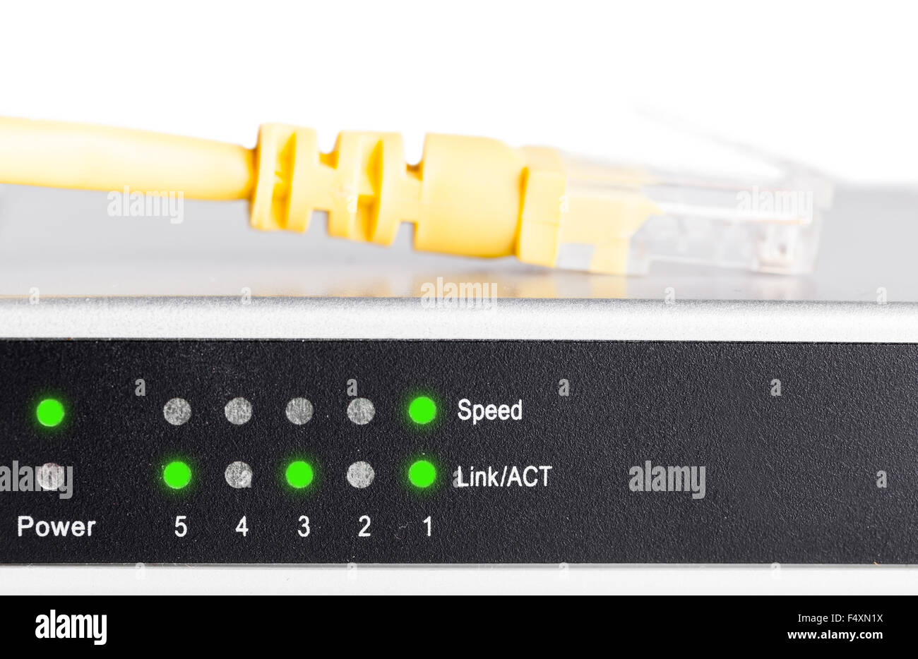 router with wires closeup on a white background Stock Photo - Alamy