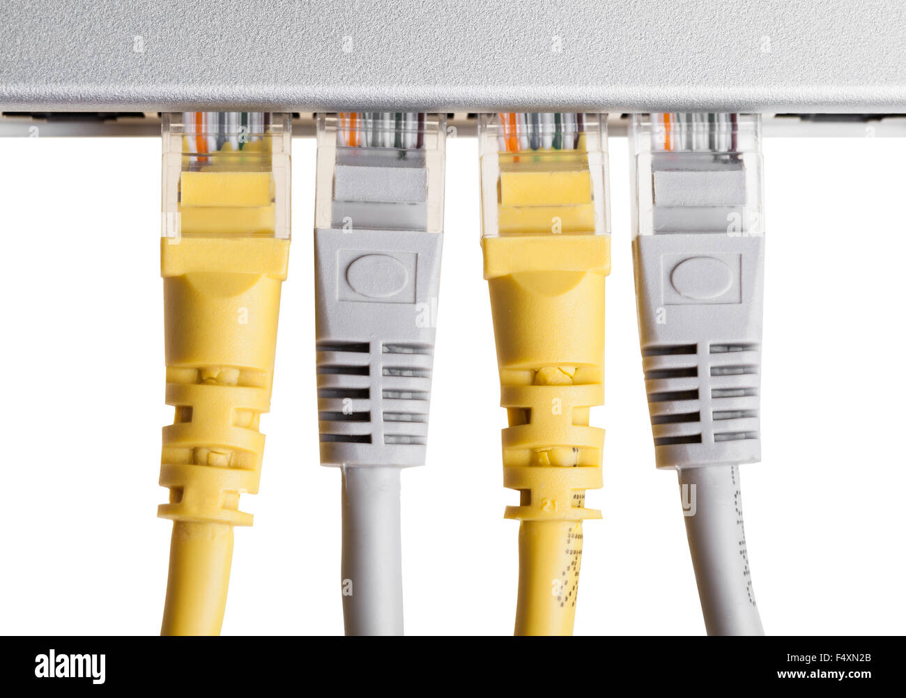 router with wires closeup on a white background Stock Photo - Alamy