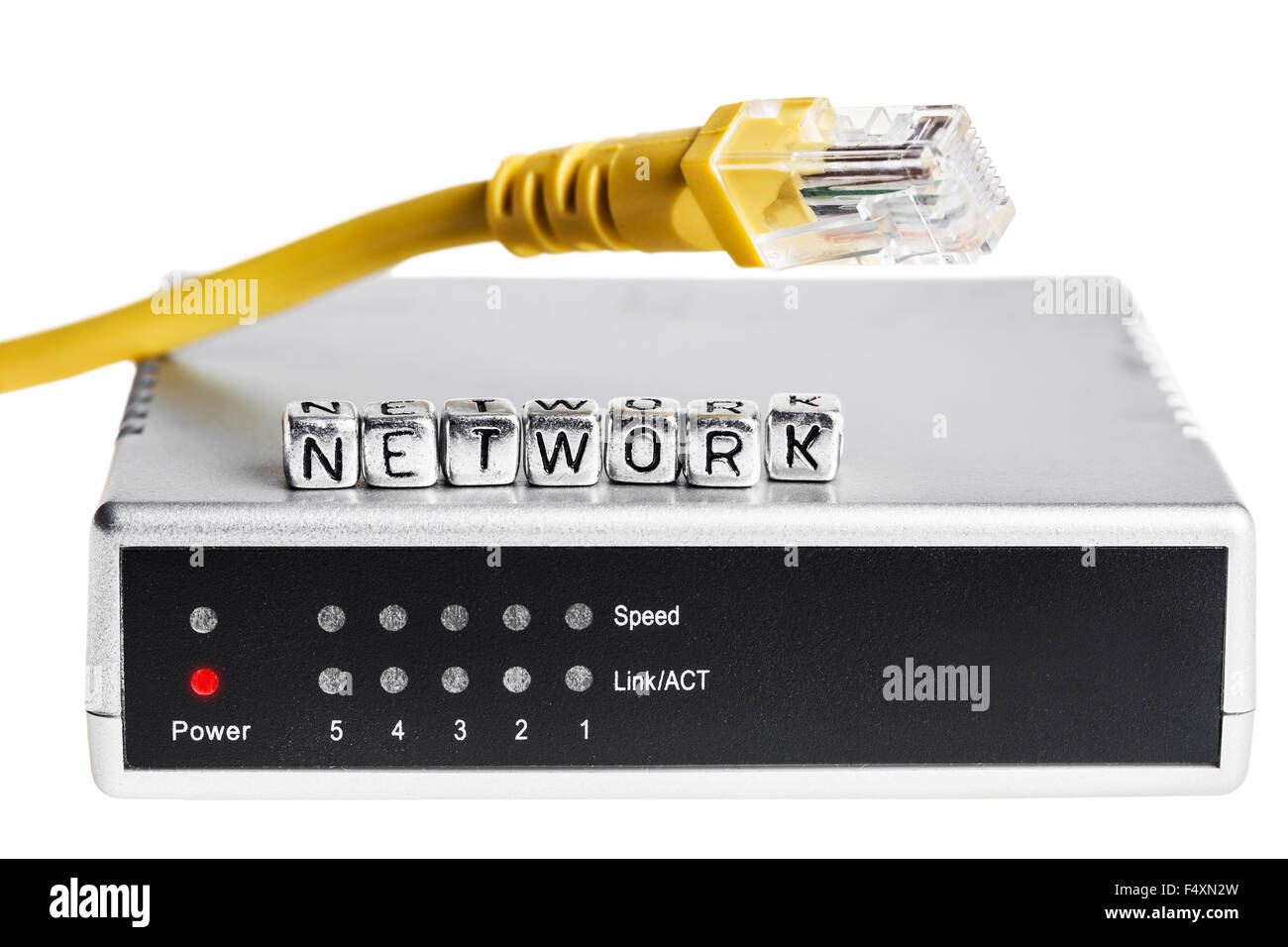 router with wires closeup on a white background Stock Photo - Alamy