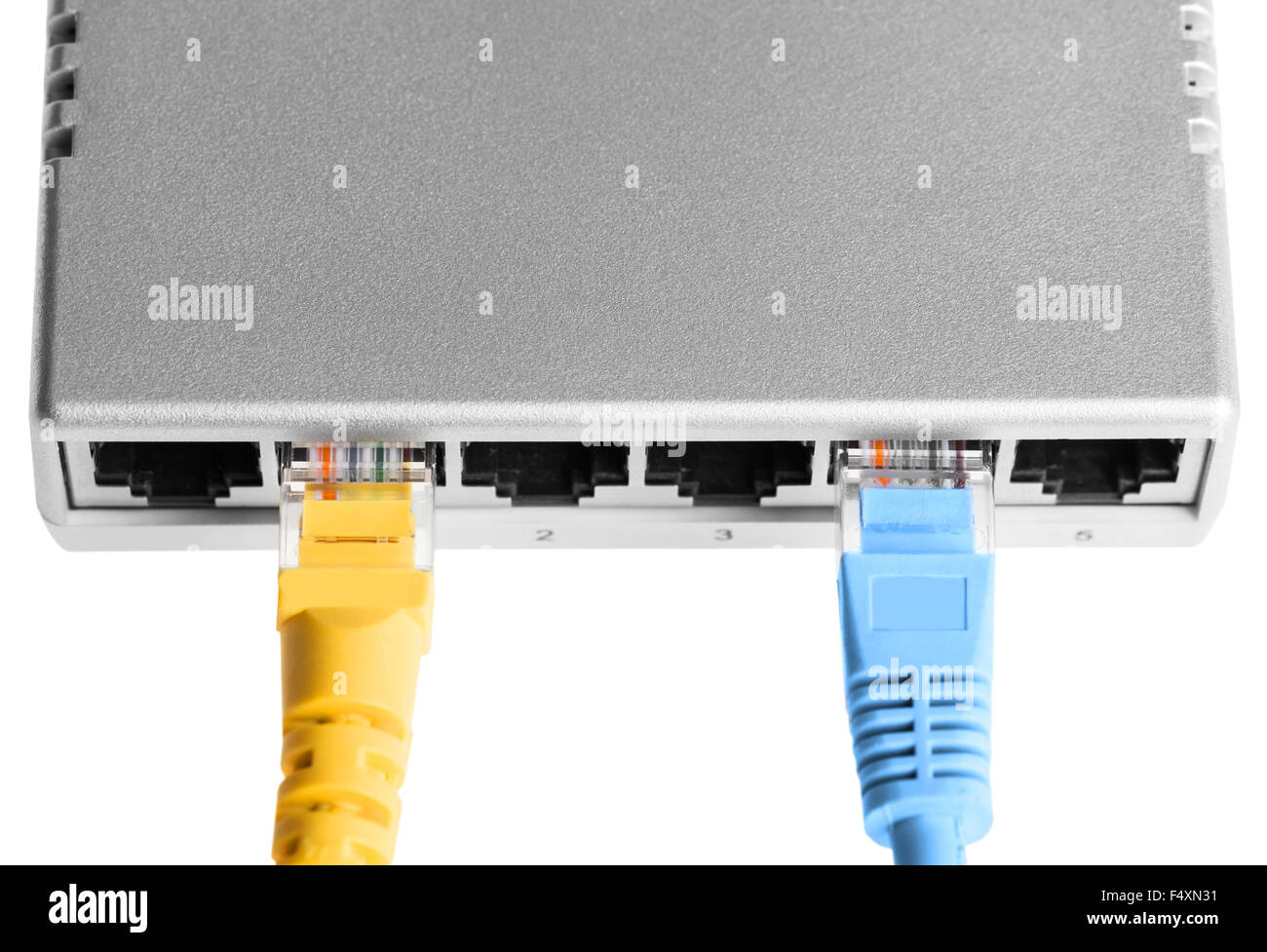 router with wires closeup on a white background Stock Photo - Alamy