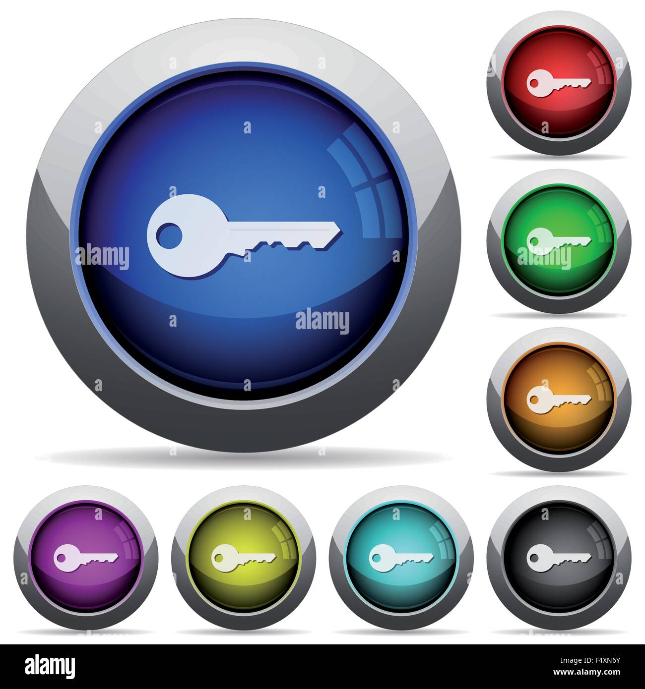 Set of round glossy key buttons. Arranged layer structure Stock Vector ...