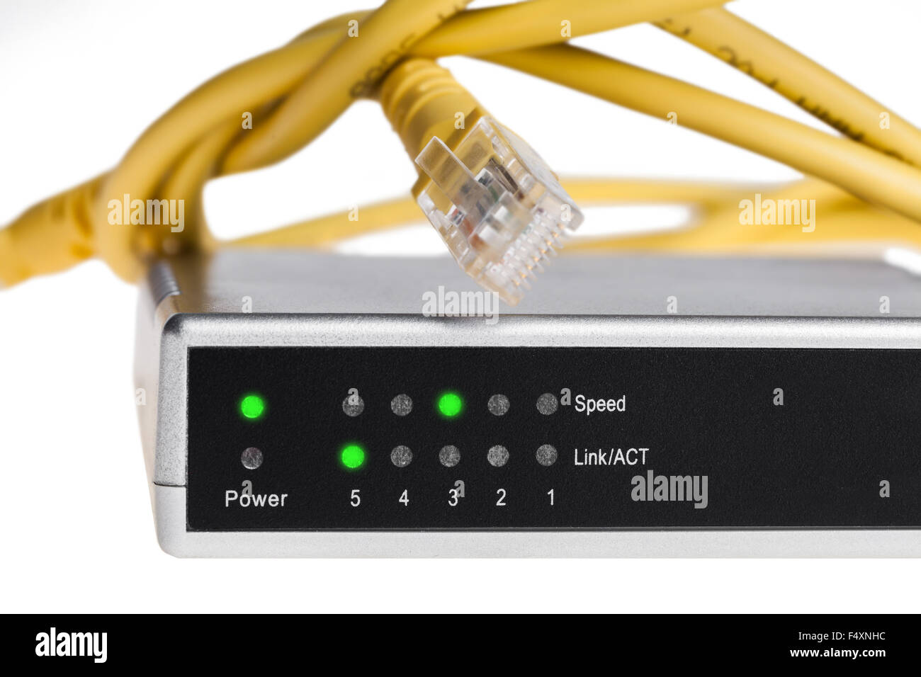 router with wires closeup on a white background Stock Photo - Alamy