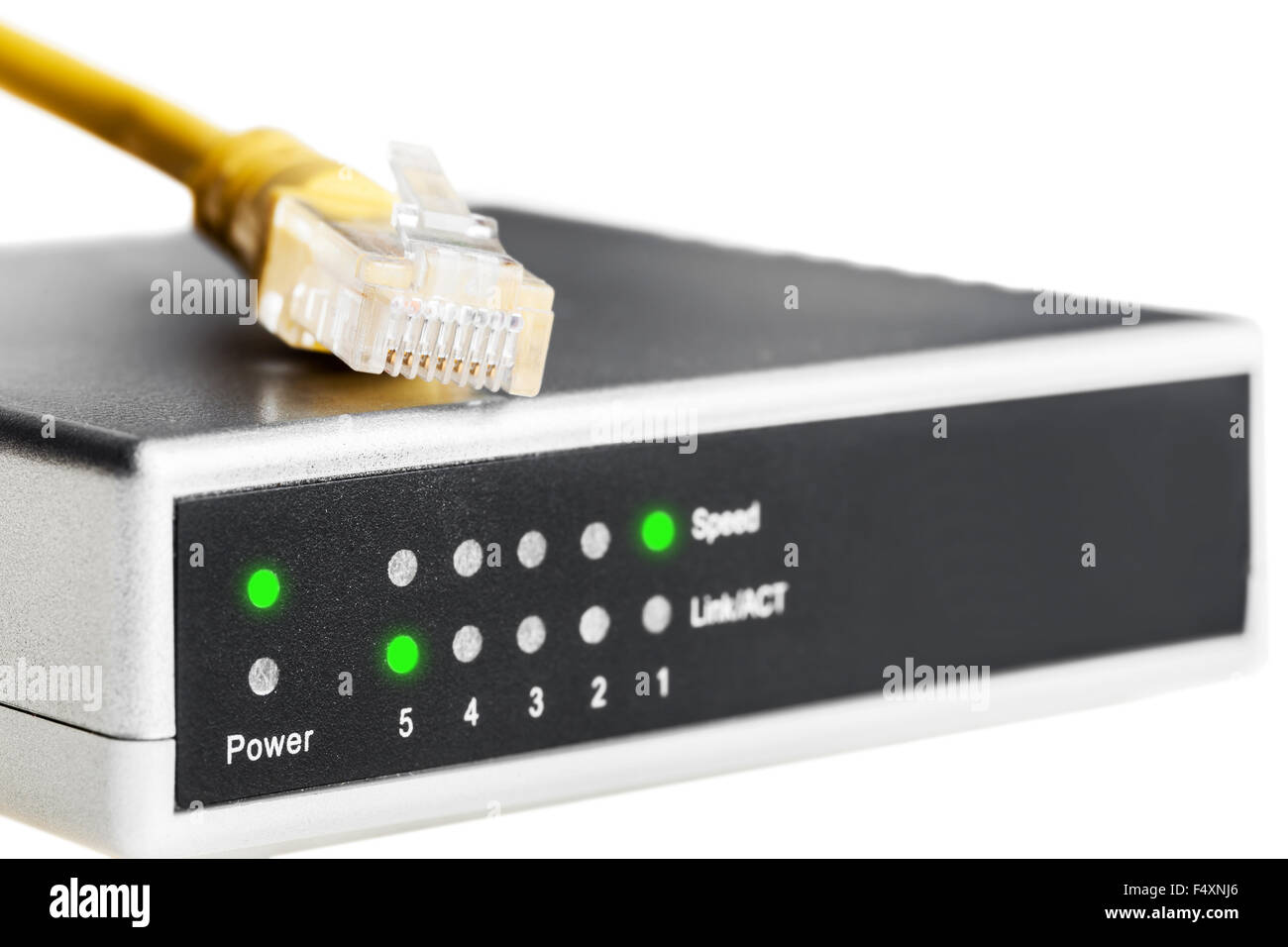 router with wires closeup on a white background Stock Photo - Alamy