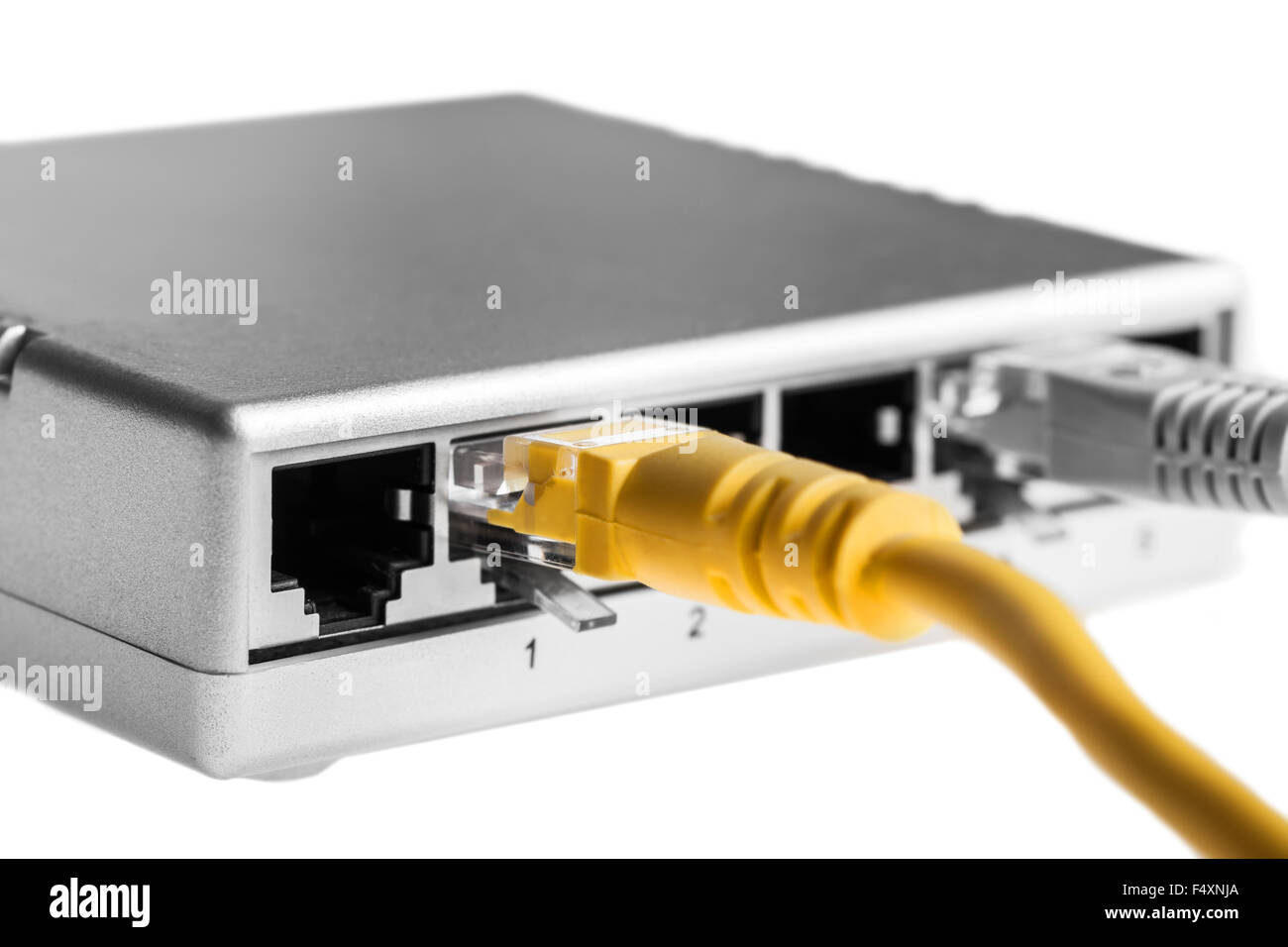 router with wires closeup on a white background Stock Photo - Alamy