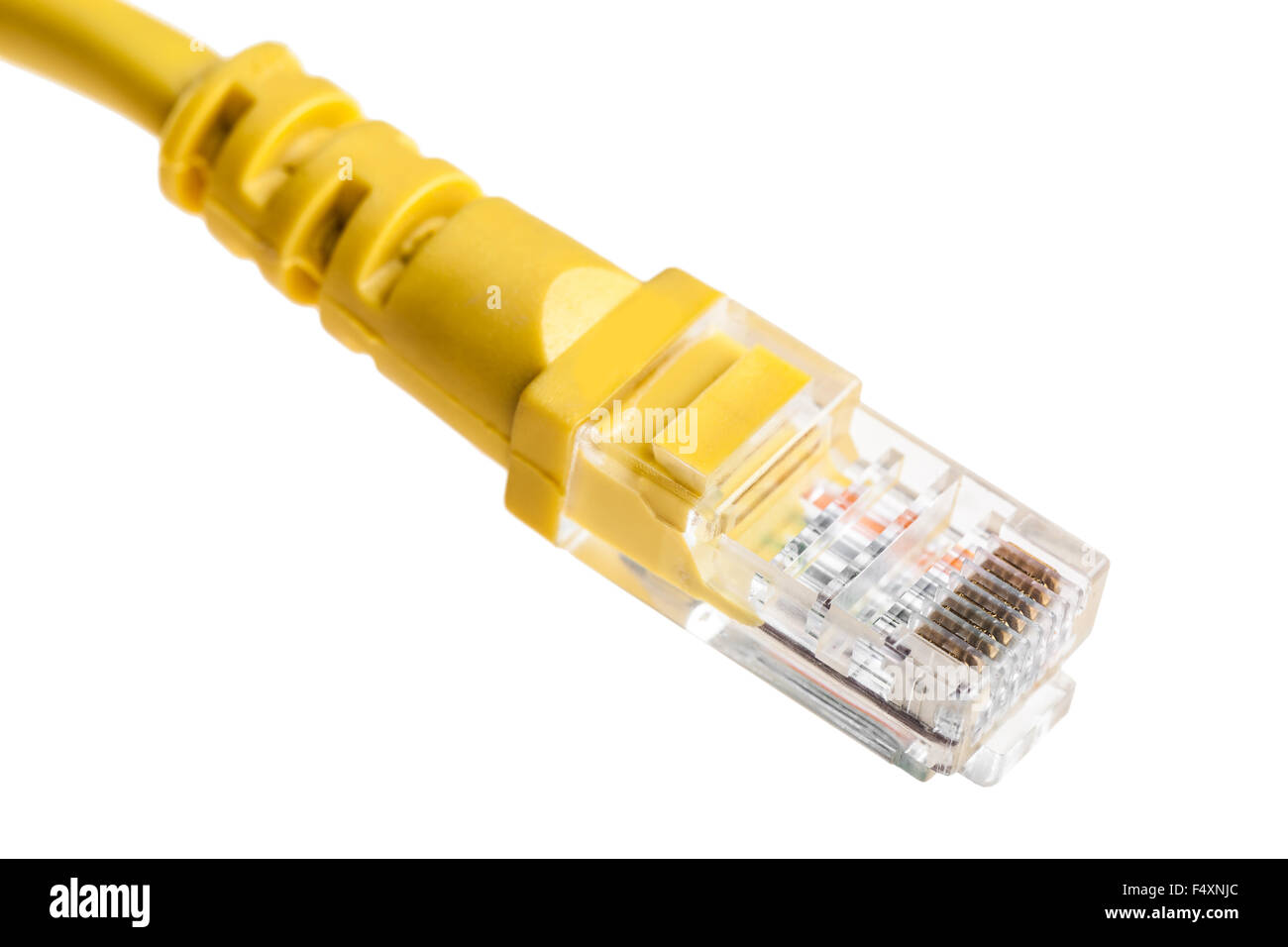 yellow wire closeup on white background isolated Stock Photo - Alamy