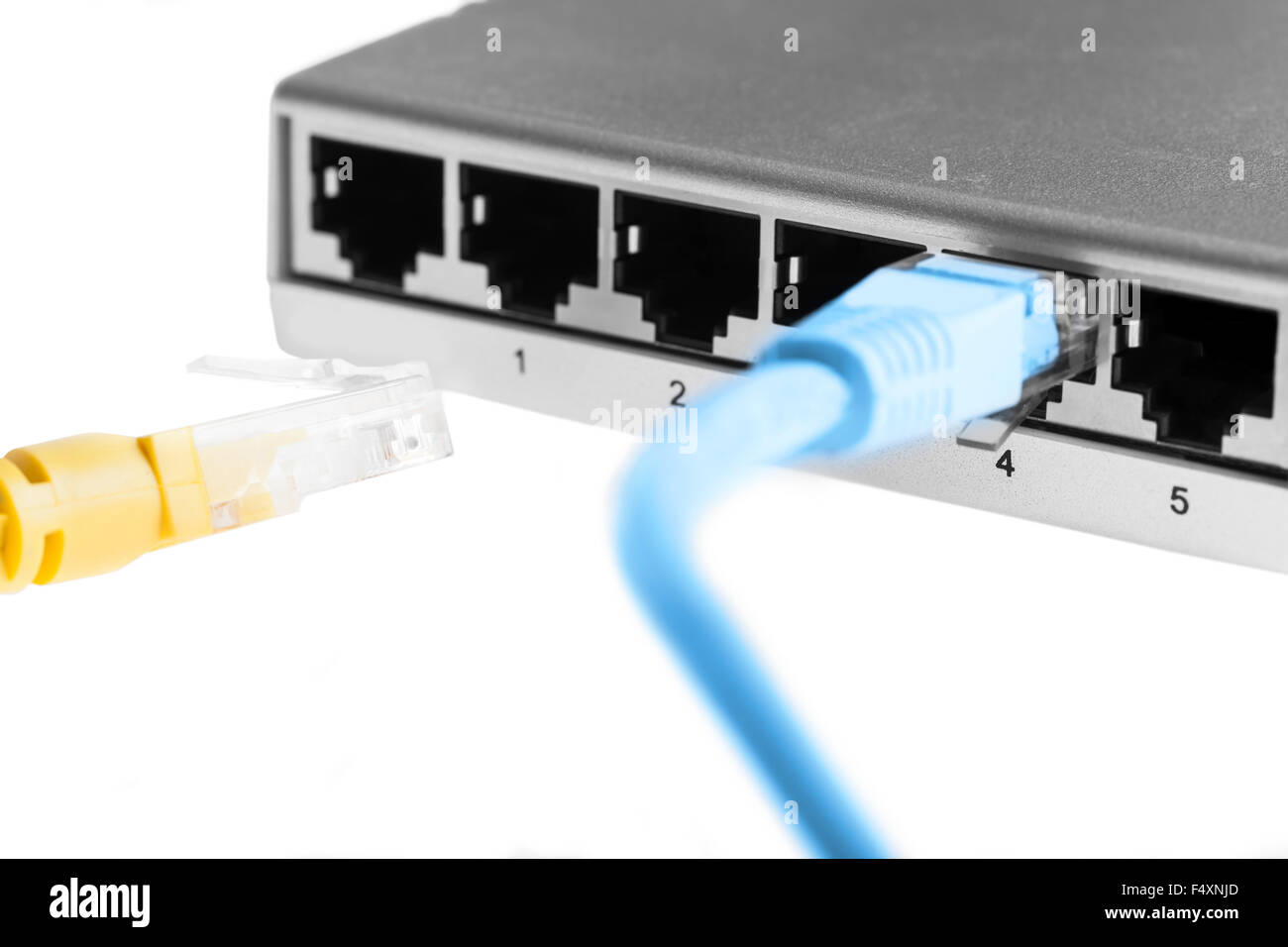 router with wires closeup on a white background Stock Photo - Alamy