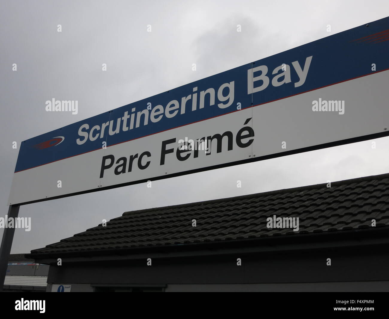 Scrutineering Bay / park ferme Sign at donnington race track - cars ...