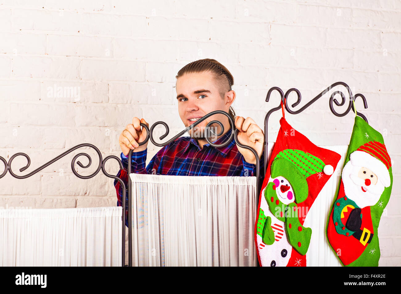 man with a Christmas Stocking Stock Photo - Alamy