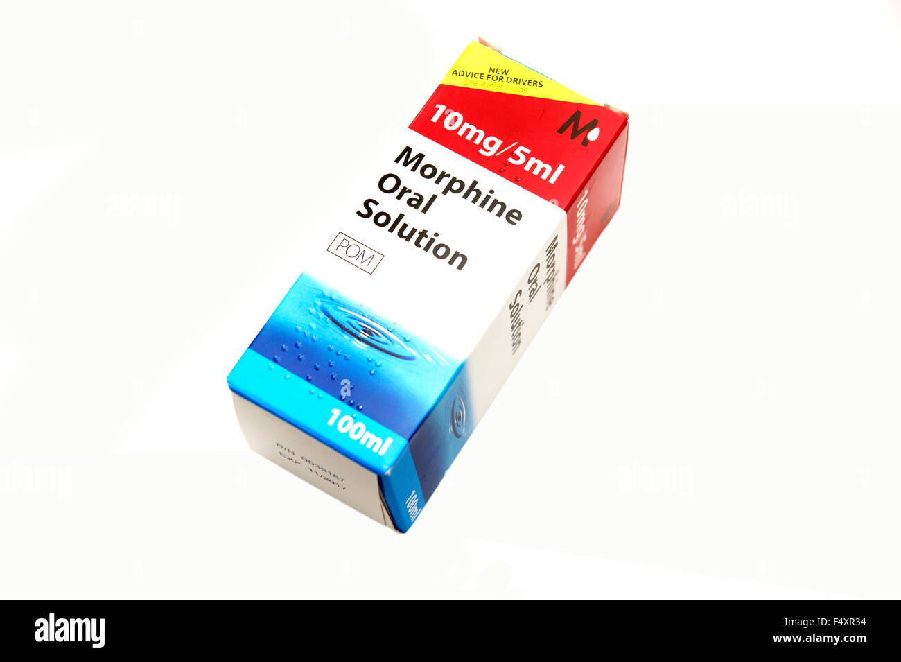 A bottle of Morphine oral solution (morphine is an alkaloid with pain ...