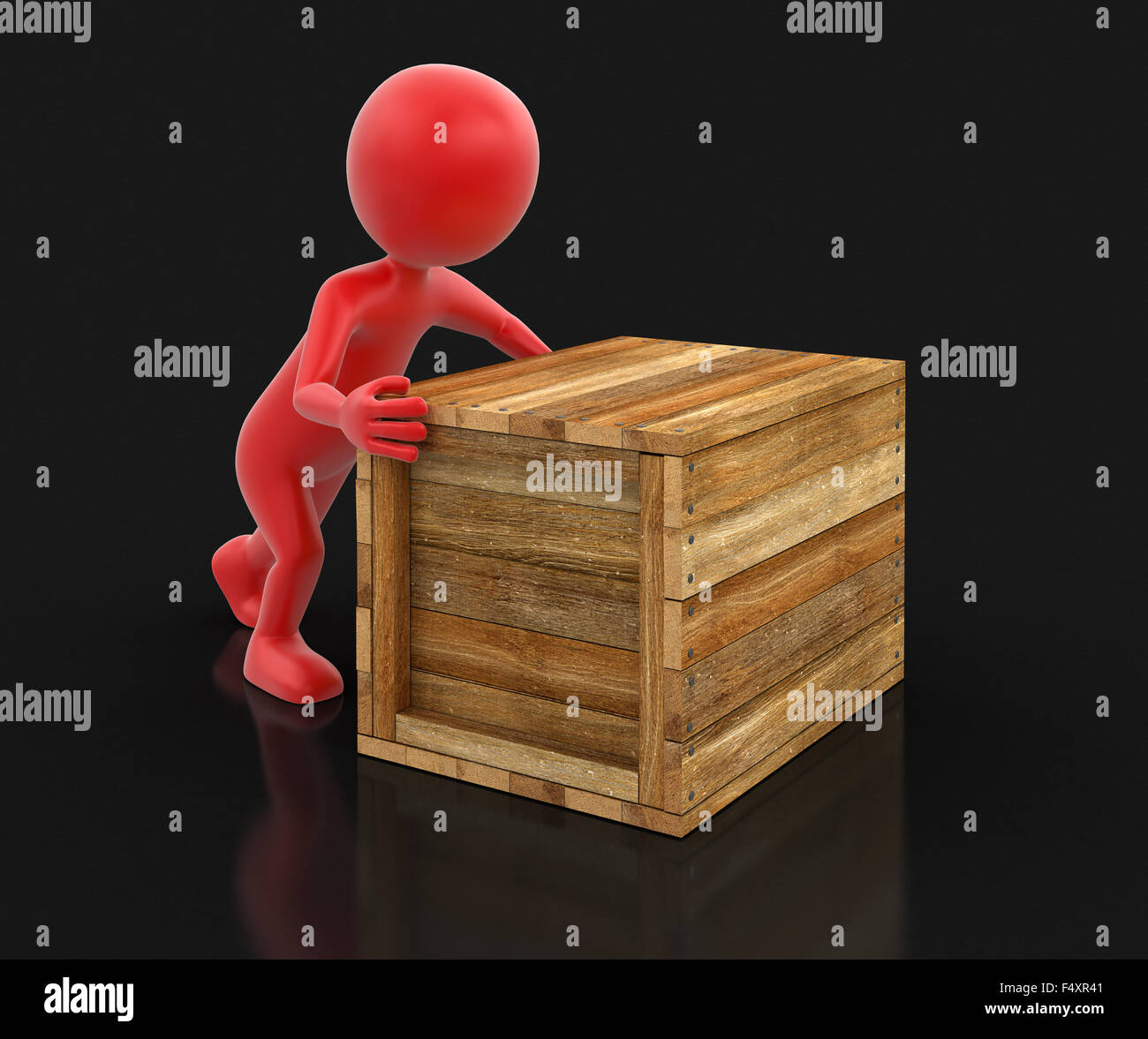 Wooden crate and man (clipping path included Stock Photo - Alamy