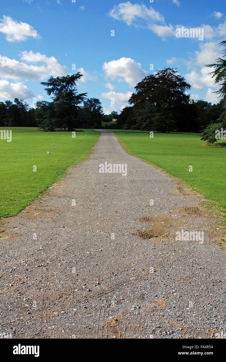 Leeds castle stone road way path route sunny day blue sky autumn in ...