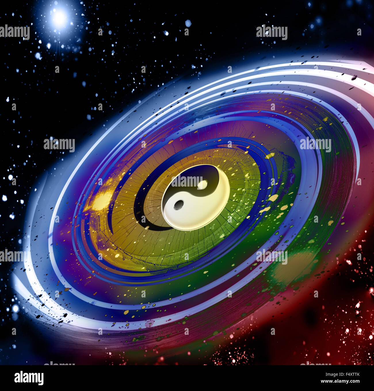 Abstract composition with stars and a galaxy Stock Photo - Alamy