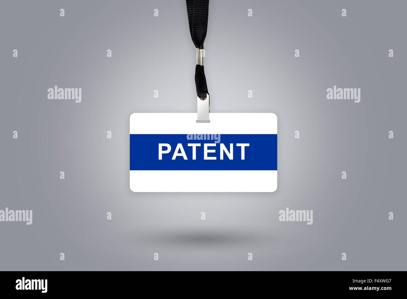 patent on badge with grey radial gradient background Stock Photo - Alamy