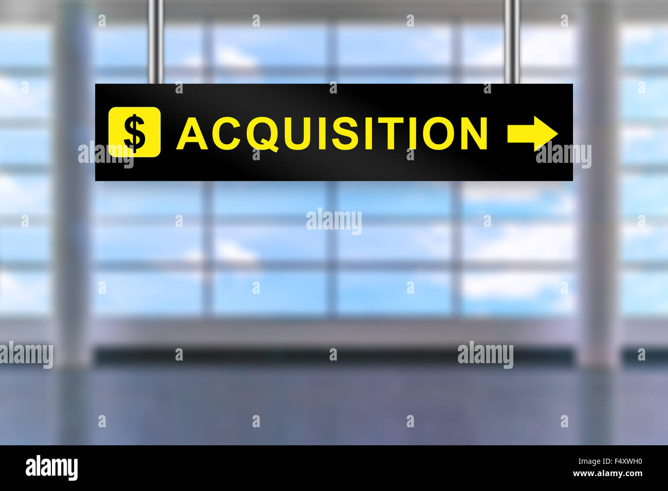 acquisition word on airport sign board with blurred background Stock ...