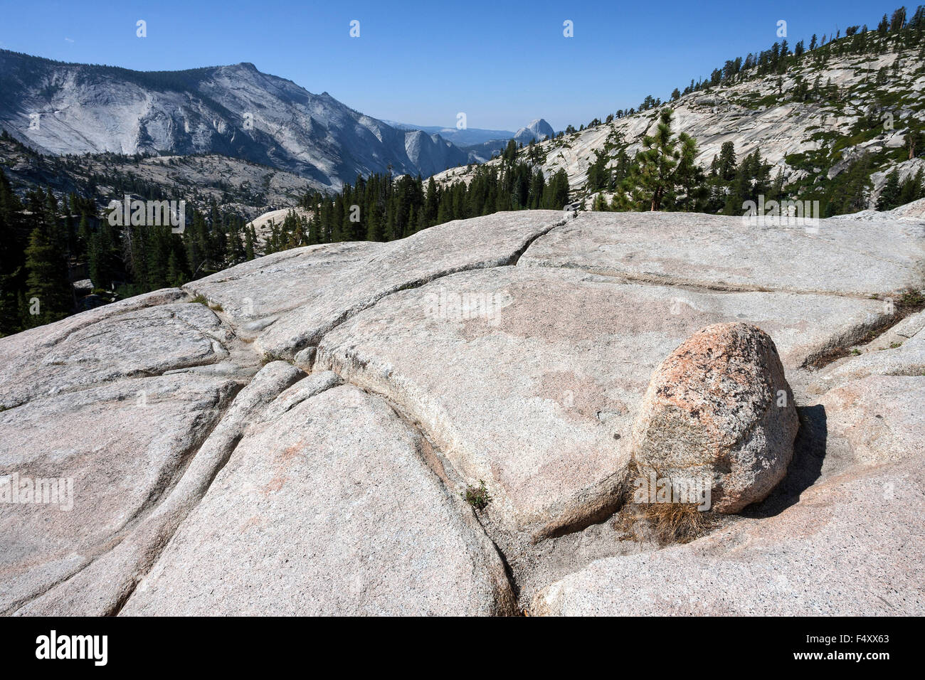 Stone plateau at Olmsted Point, Yosemite National Park, California, USA ...