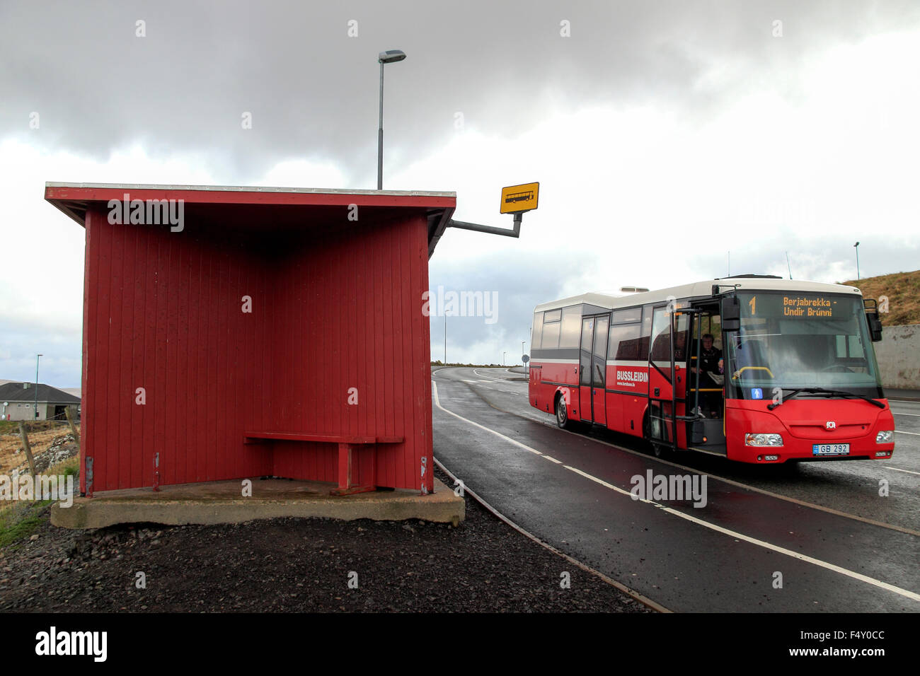 Local public transport vehicle parked at a bus stop Tórshavn Faroe ...
