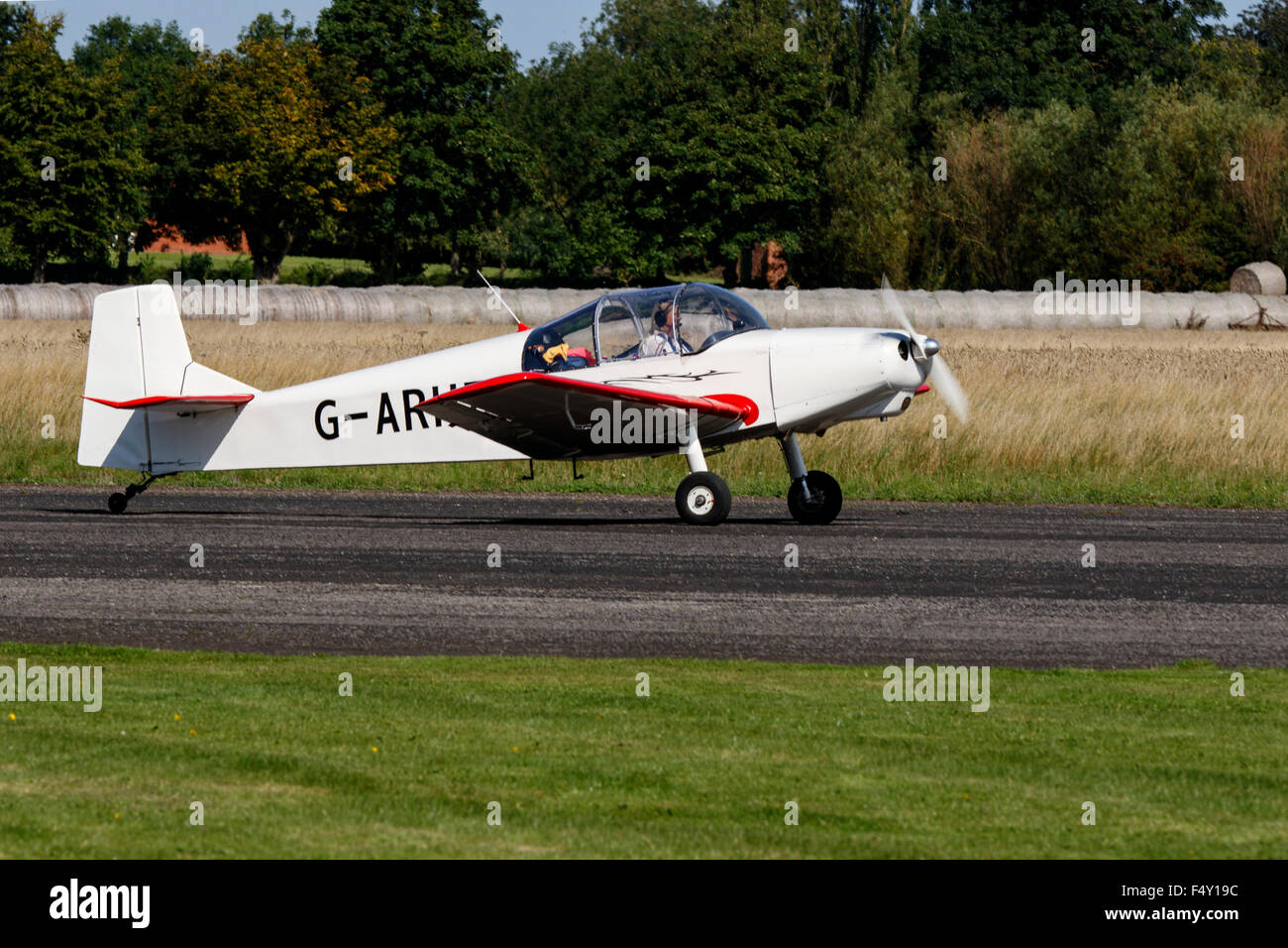 Druine (Rollason) D62 Condor G-ARHZ at Sturgate Airfield Stock Photo ...