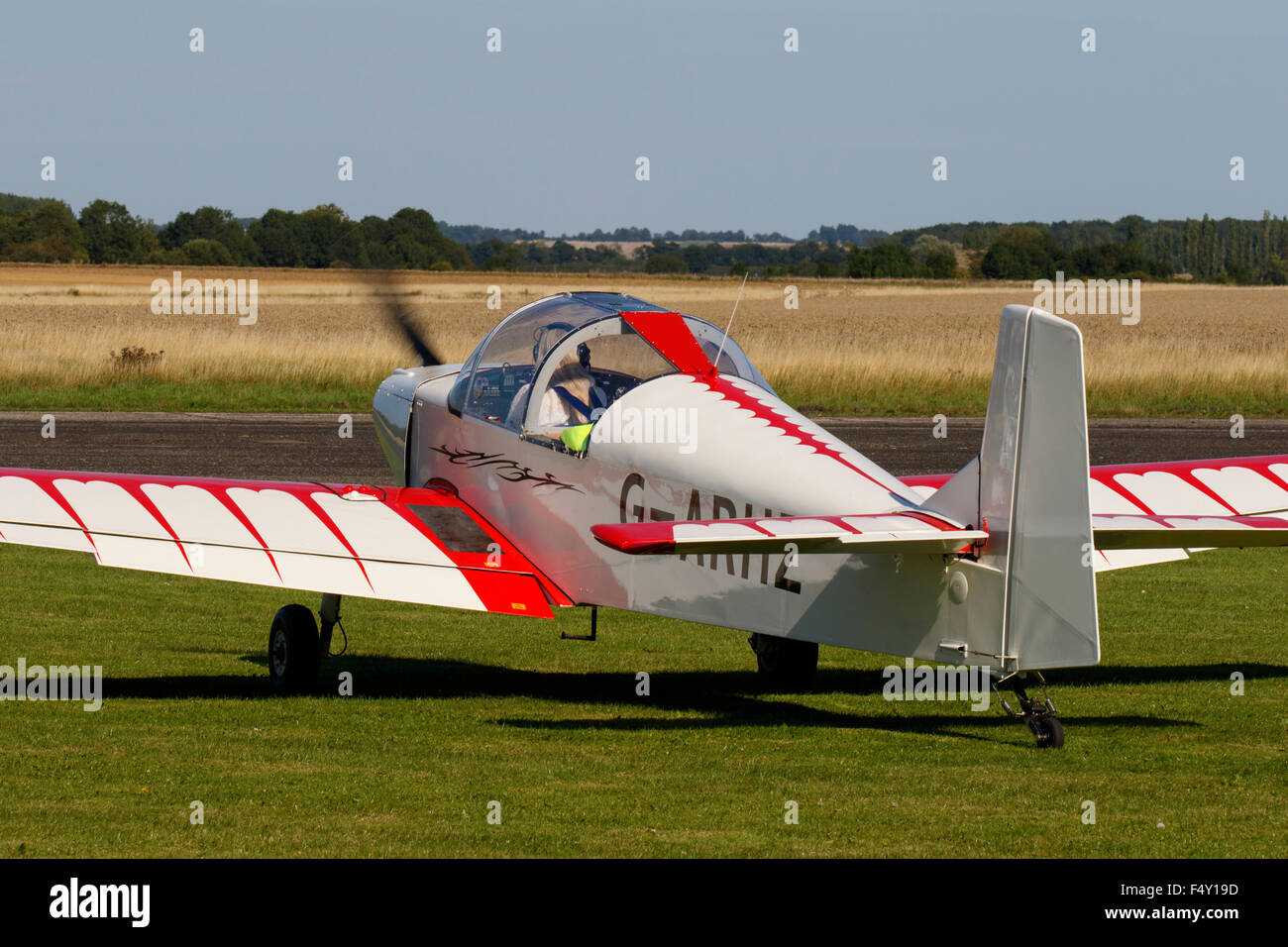 Druine (Rollason) D62 Condor G-ARHZ at Sturgate Airfield Stock Photo ...