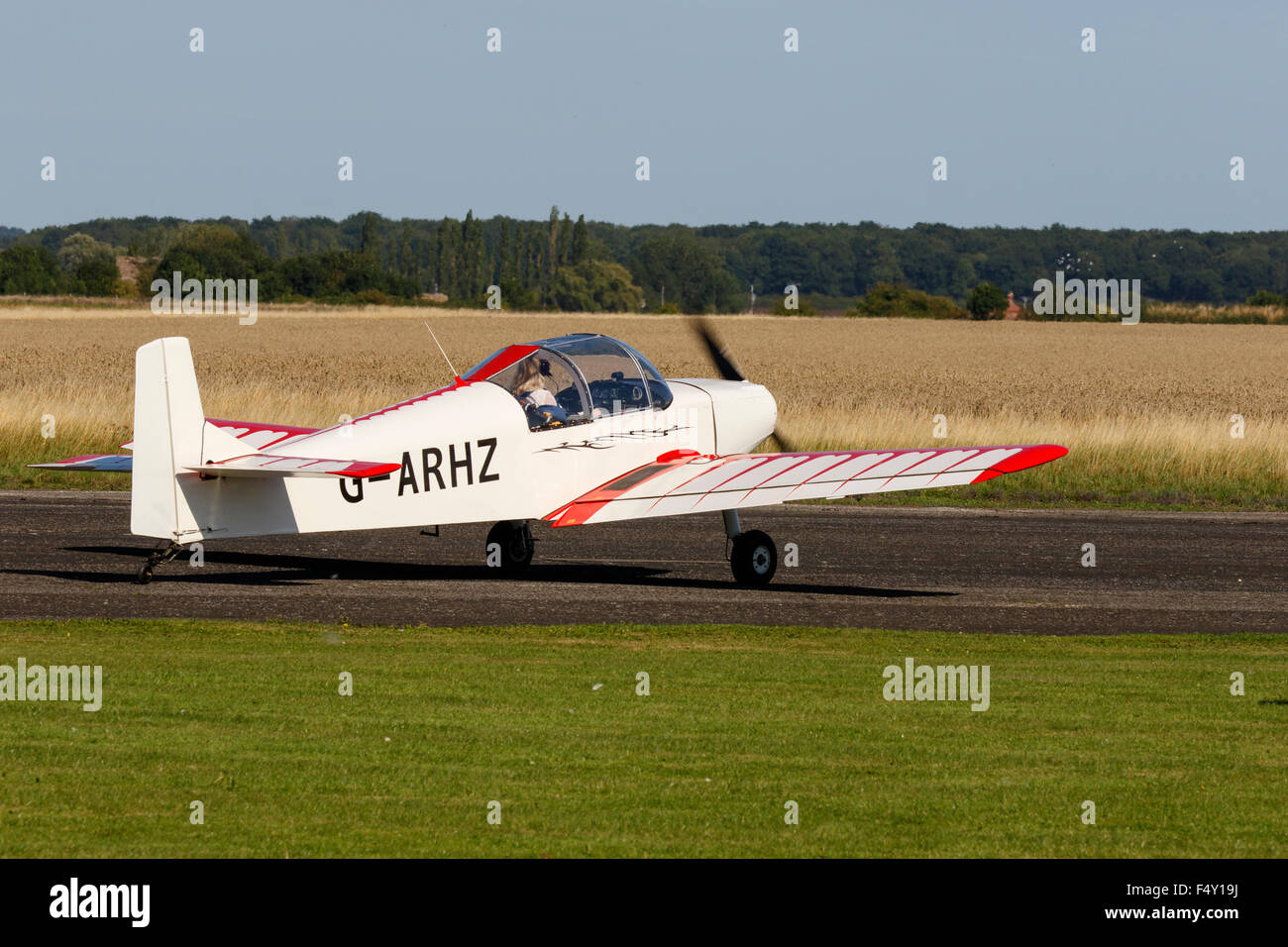 Druine (Rollason) D62 Condor G-ARHZ at Sturgate Airfield Stock Photo ...