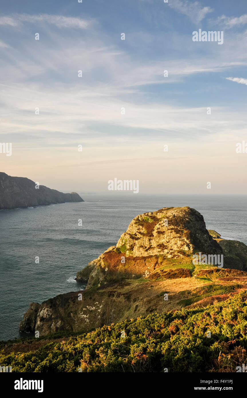 Ynys Melyn at Pwll Deri on the coast of Pembrokeshire, Wales. A ...