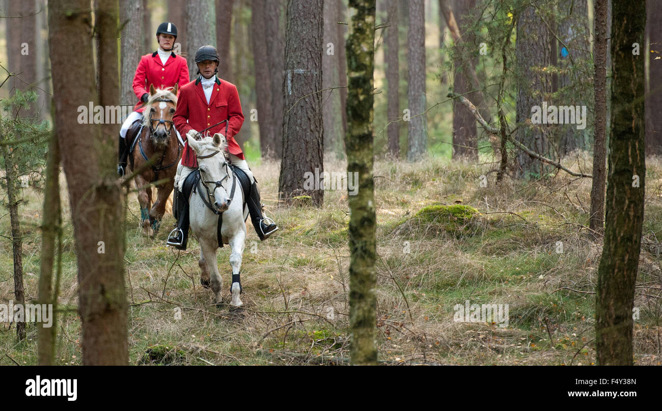 Bad Bodenteich, Germany. 24th Oct, 2015. Riders cross a section of ...