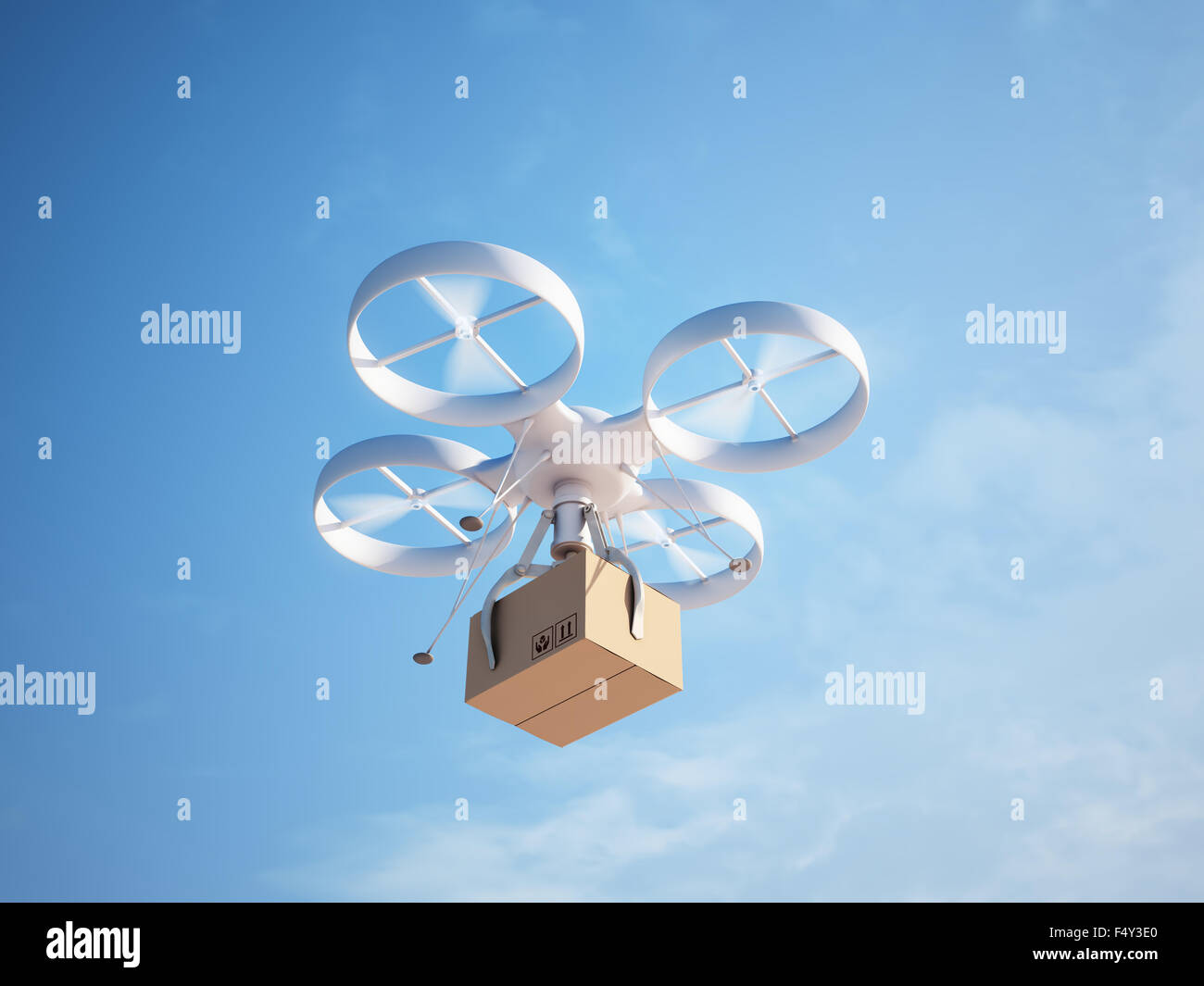 Drone delivering a package - autonomous logistics Stock Photo - Alamy