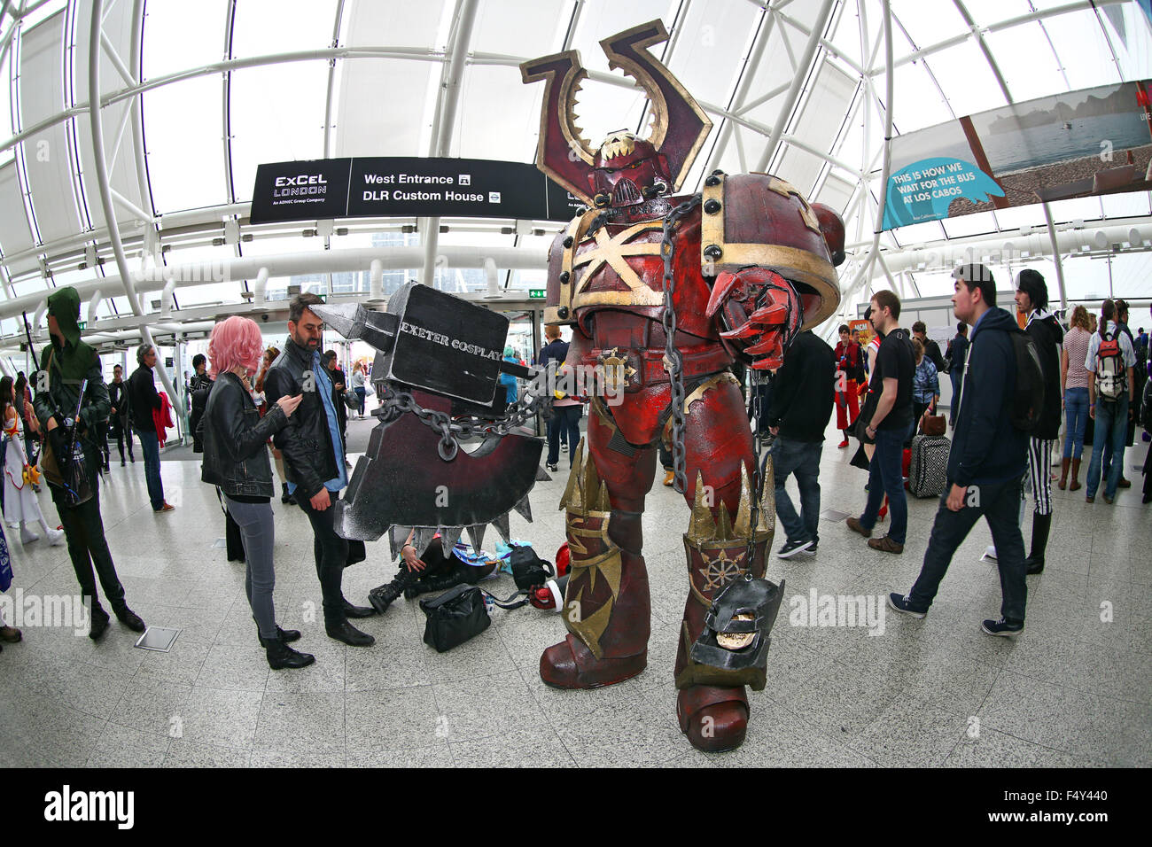 London, UK. 24th October 2015. A Warhammer Chaos Space Marine dwarfs ...