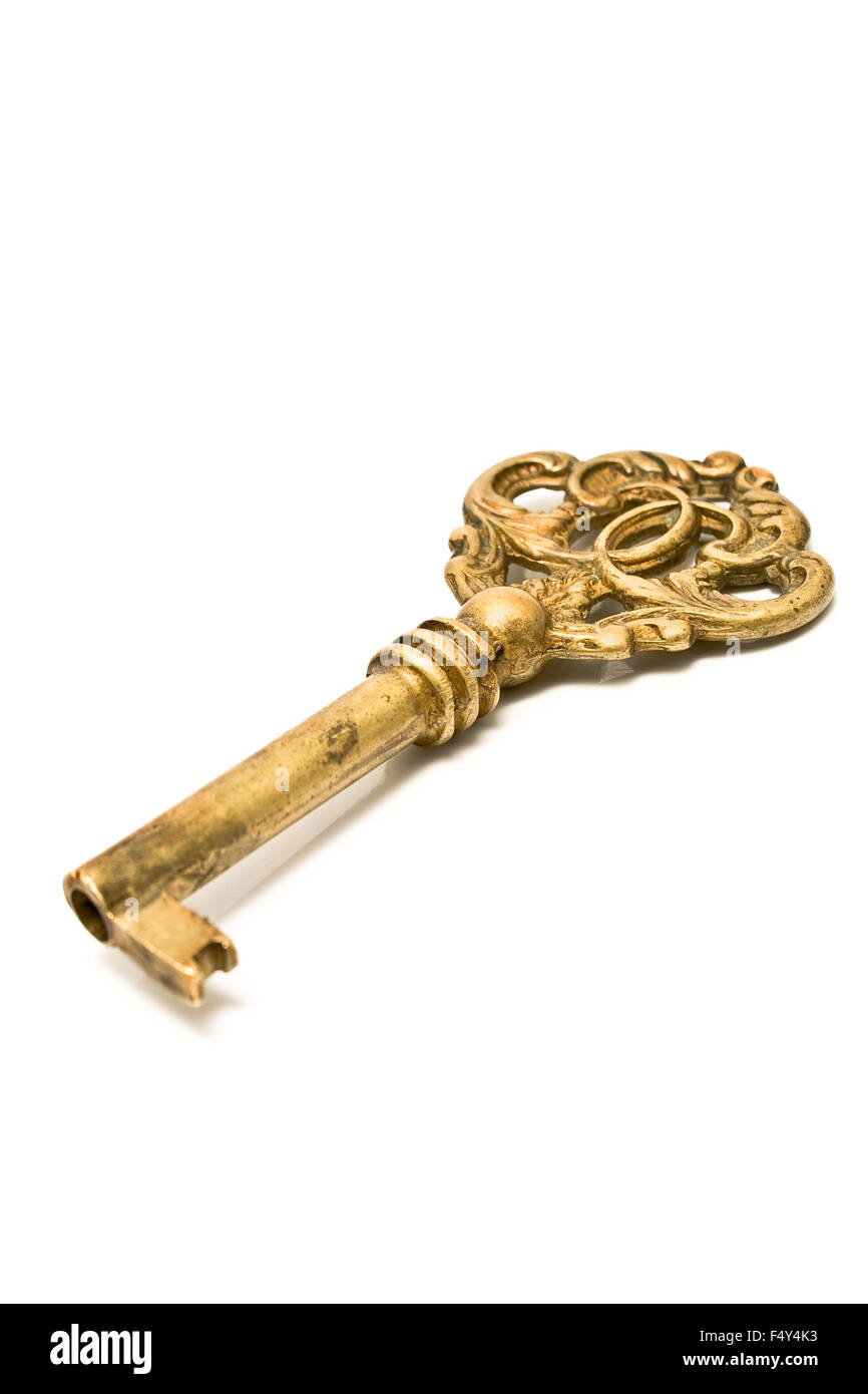 Old key isolated on white Stock Photo - Alamy