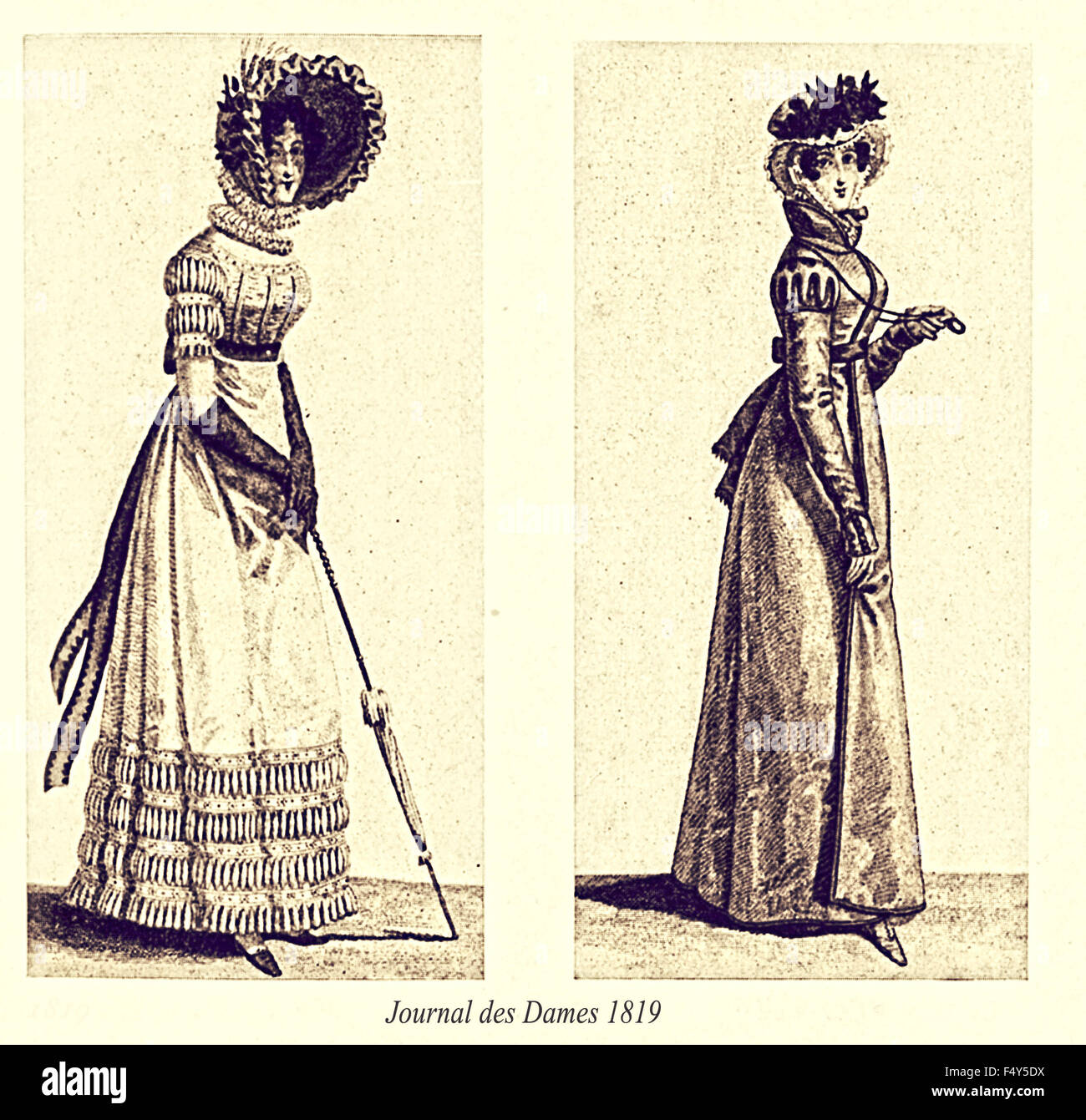 Vintage fashion illustrated, Journal des Dames 1819 Stock Photo - Alamy