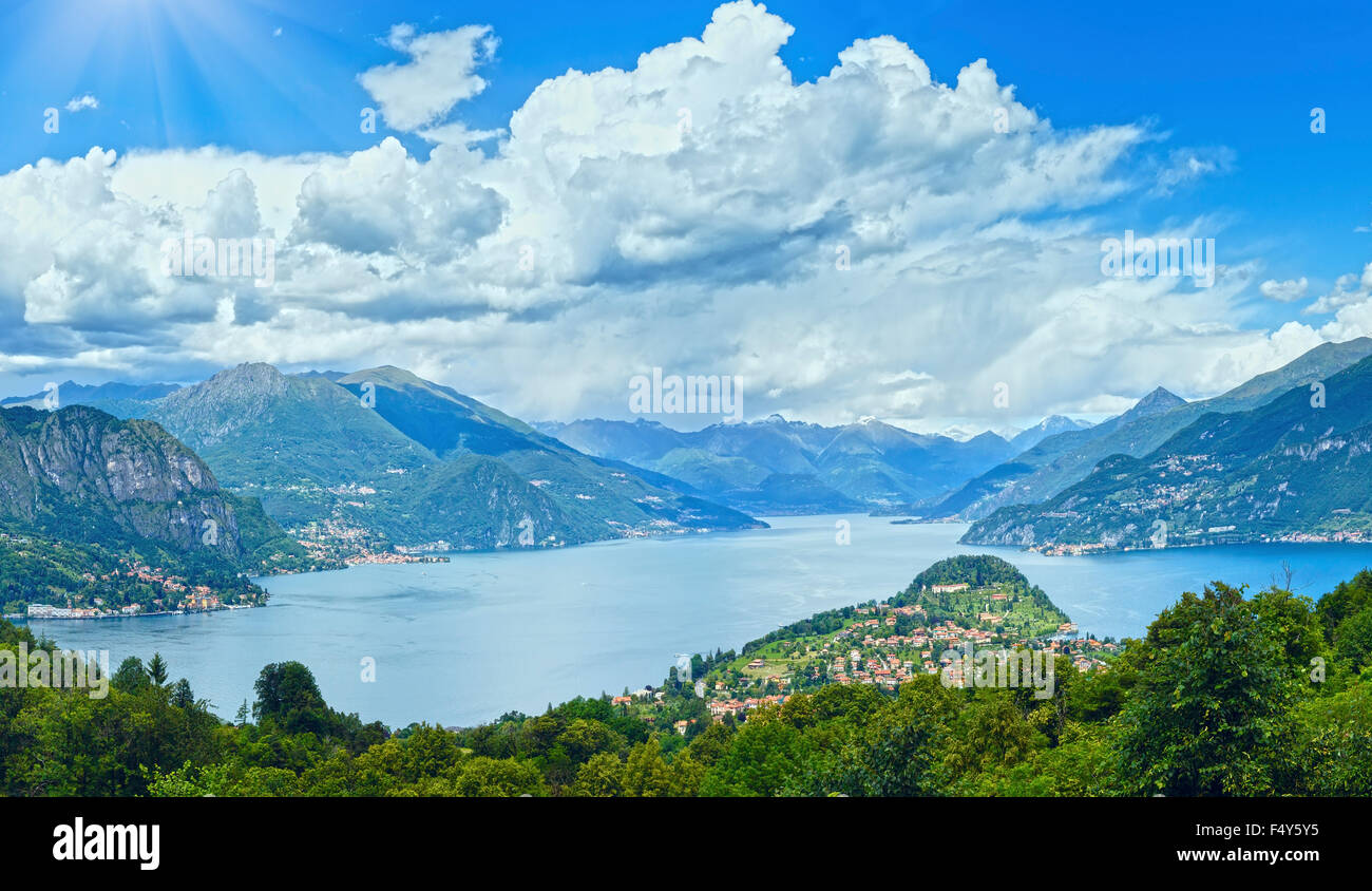 Alpine Lake Como summer view from mountain top (Italy Stock Photo - Alamy