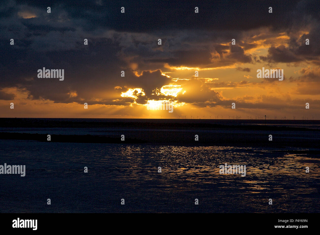 Morecambe Bay, UK. 24th Oct, 2015. Sunset over Morecambe Bay through ...