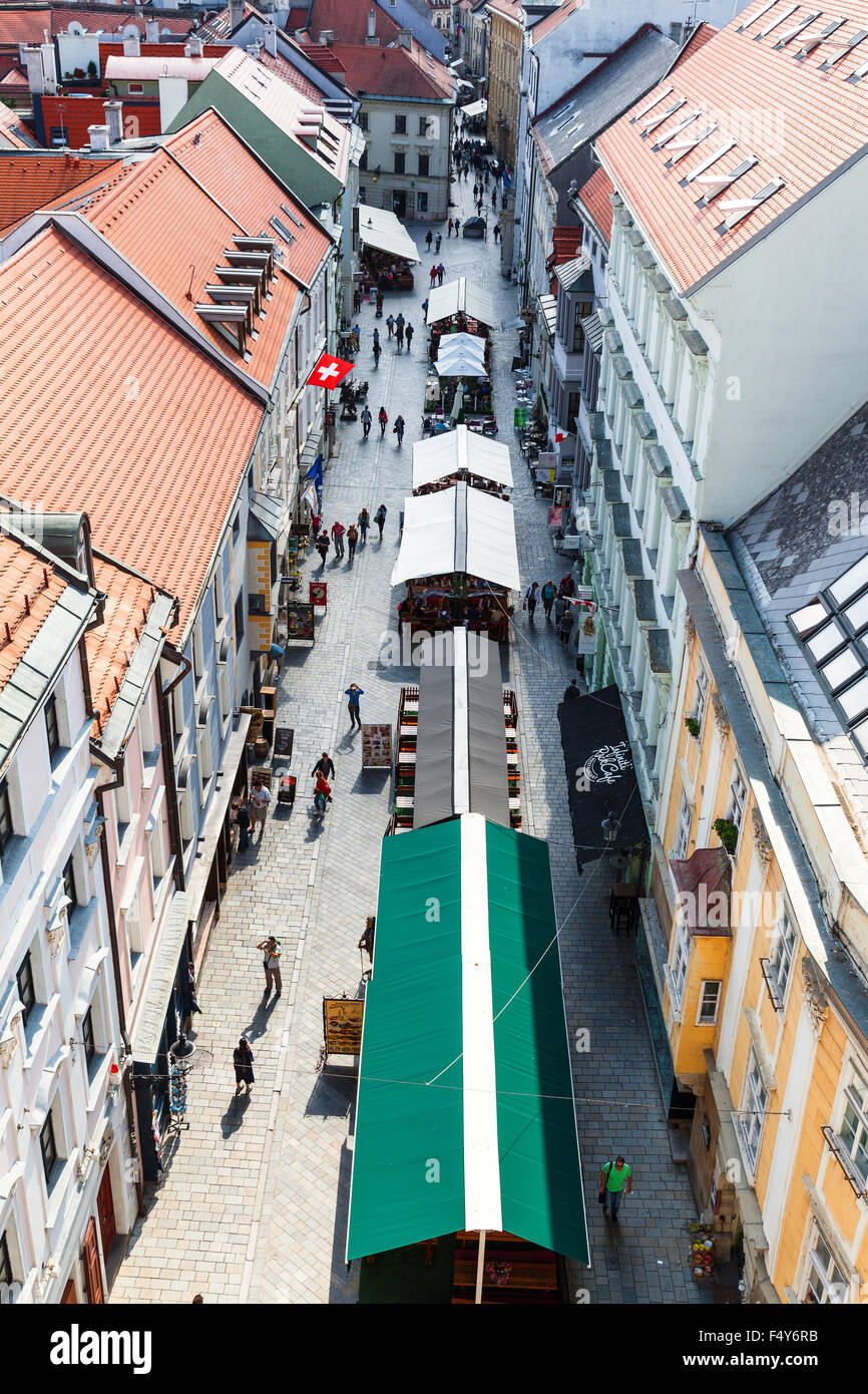 BRATISLAVA, SLOVAKIA - SEPTEMBER 23, 2015: above view of Michalska ...