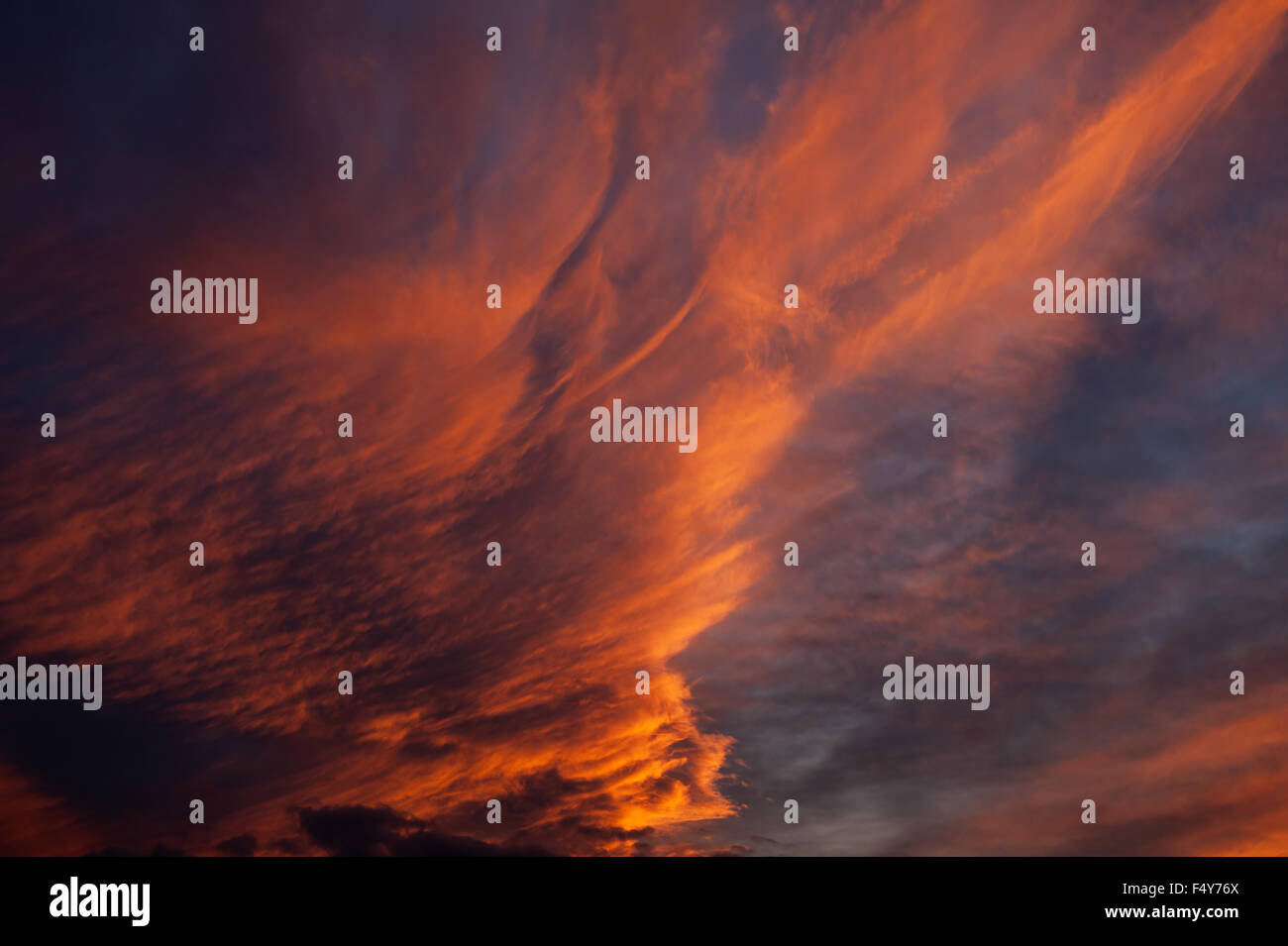 Dark brooding sunset sky, twilight beautiful dark orange vibrant warm ...