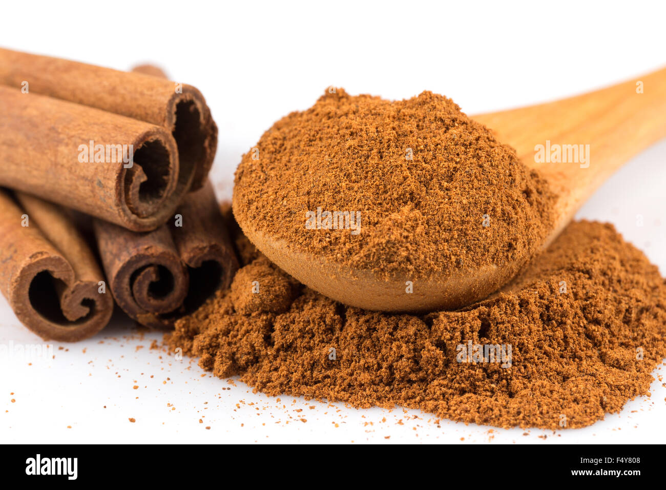 cinnamon ground and sticks isolated on a white background Stock Photo ...