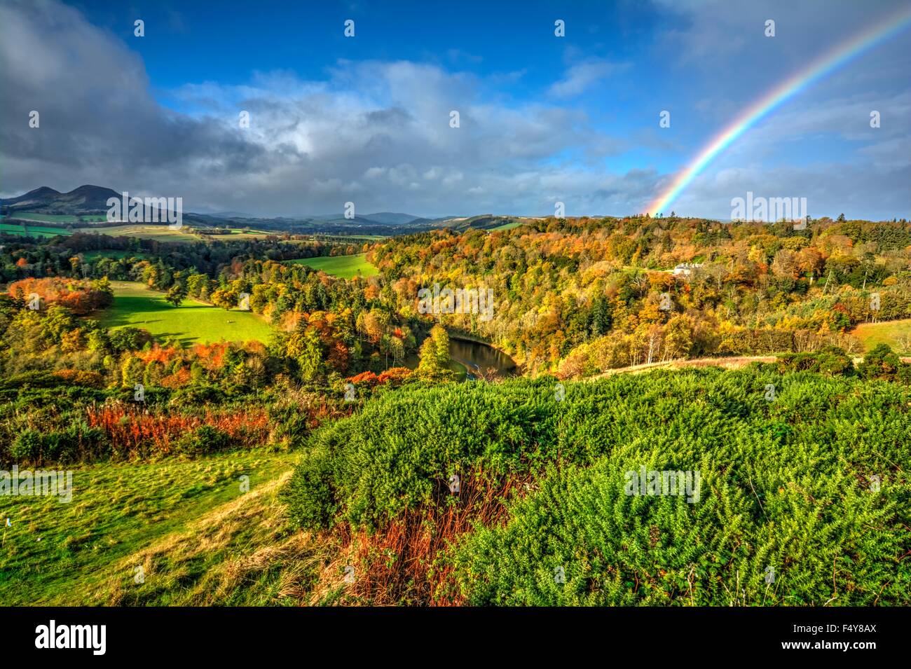 Autumn rainbow over Melrose, Scottish Borders Stock Photo - Alamy