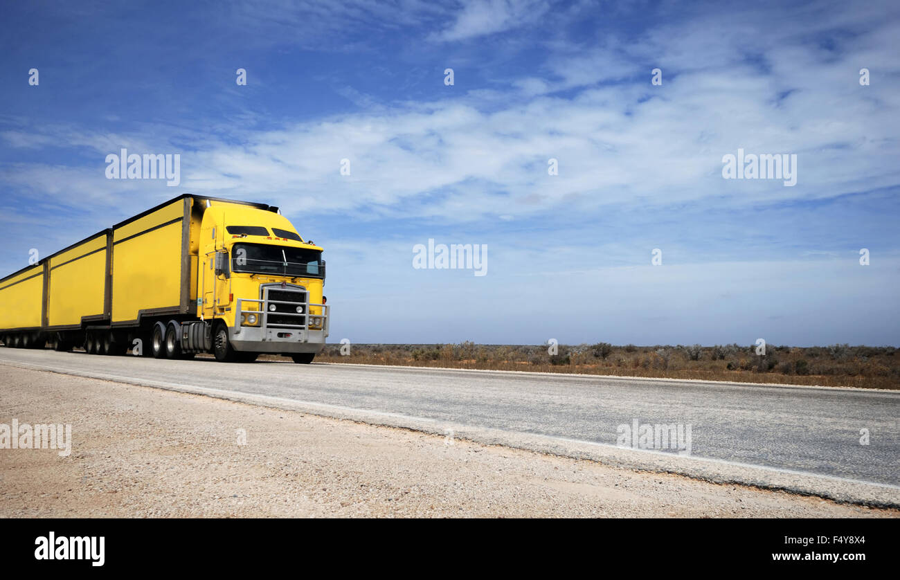 Roadtrain in Nullarbor desert,Australia Stock Photo - Alamy