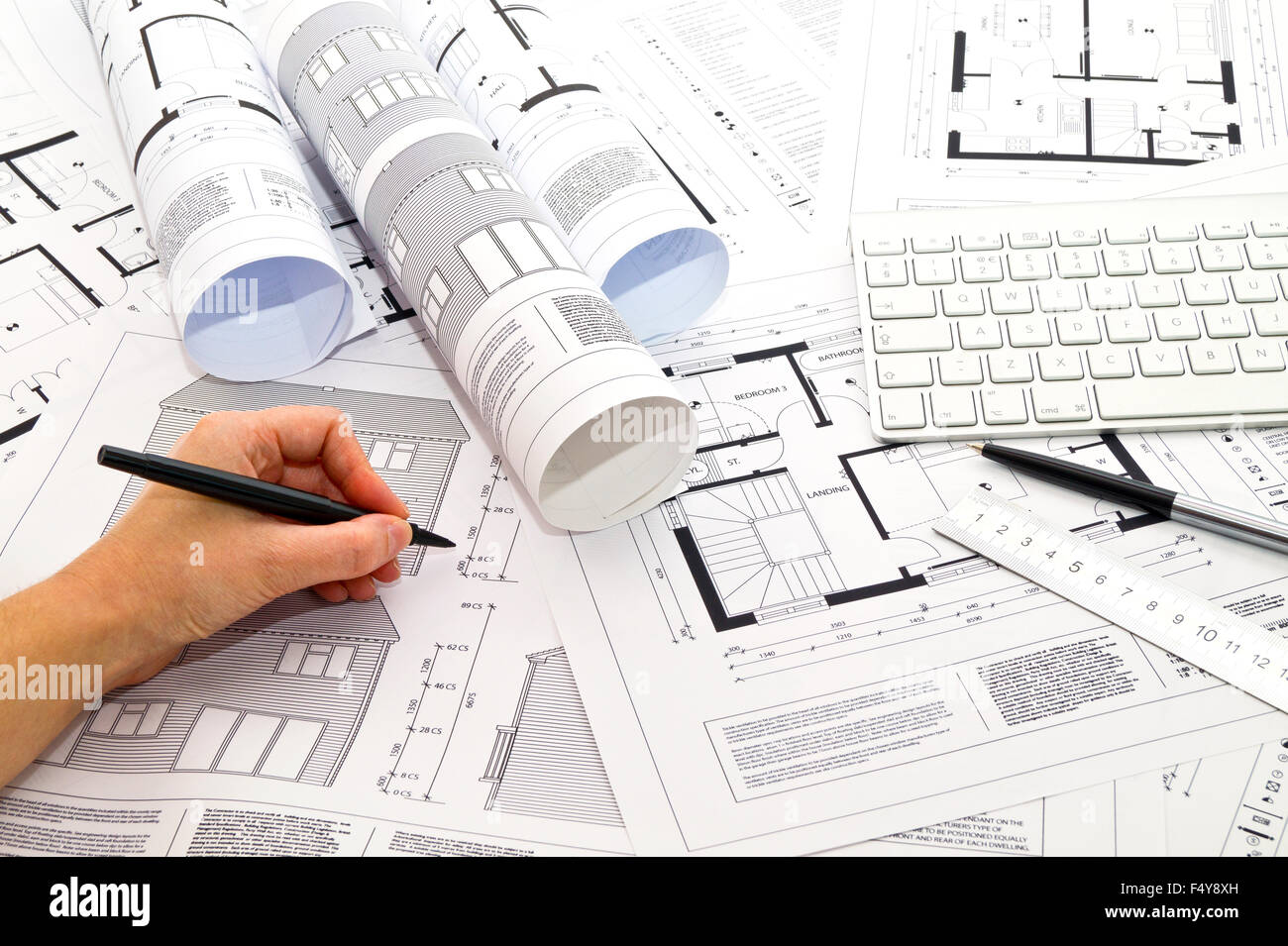 House and building plans or blueprint Stock Photo - Alamy
