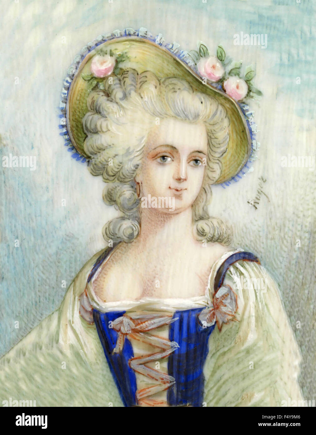 Hats and dresses of the French fashion of 1700 Stock Photo - Alamy