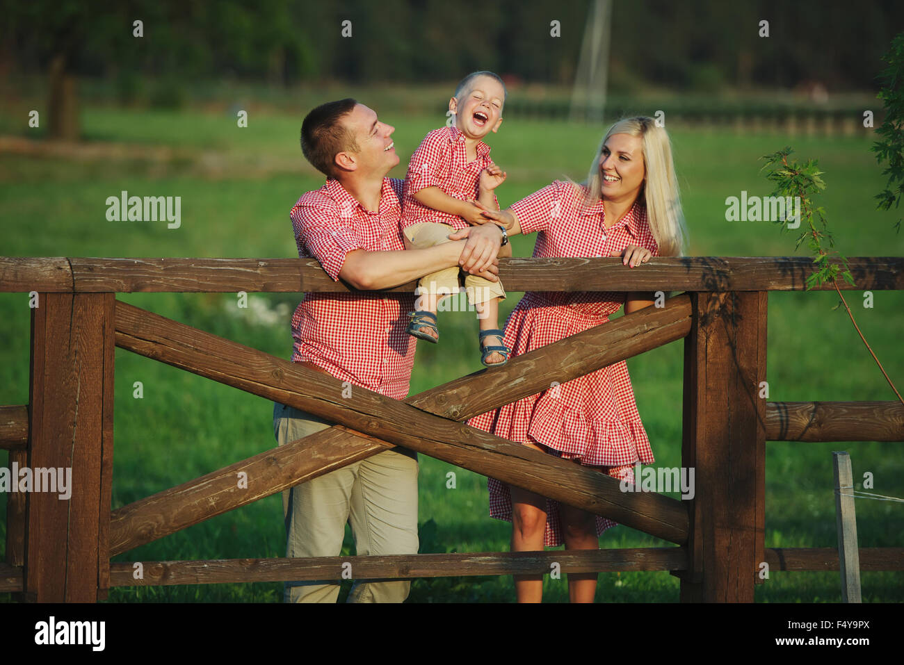 happy family in country style Stock Photo - Alamy