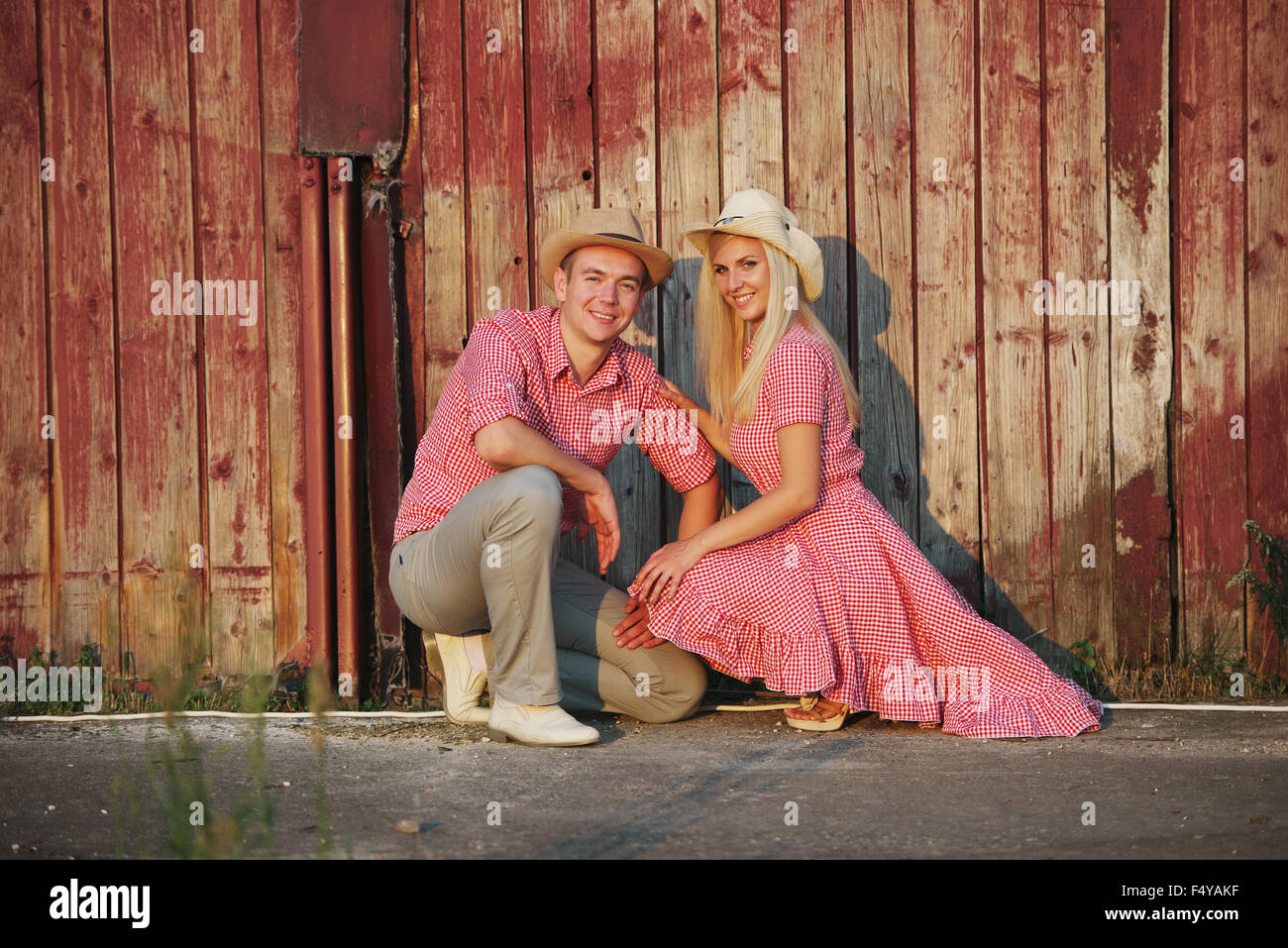 beautiful couple in country style Stock Photo - Alamy