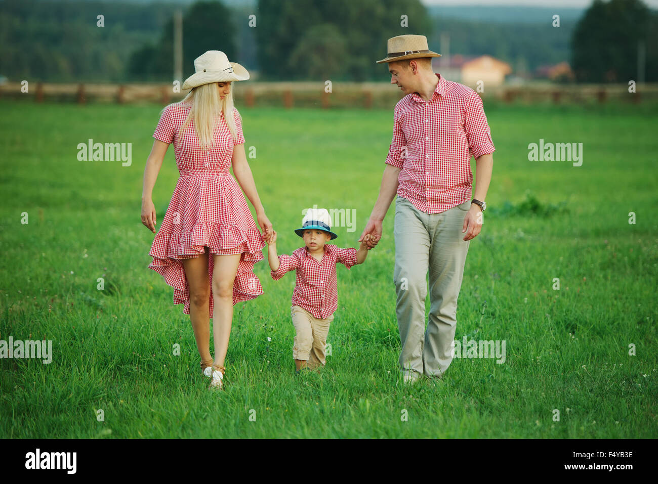 happy family in country style Stock Photo - Alamy