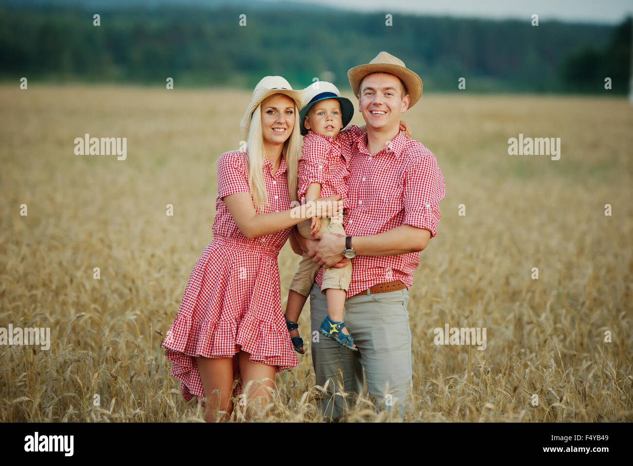 happy family in country style Stock Photo - Alamy