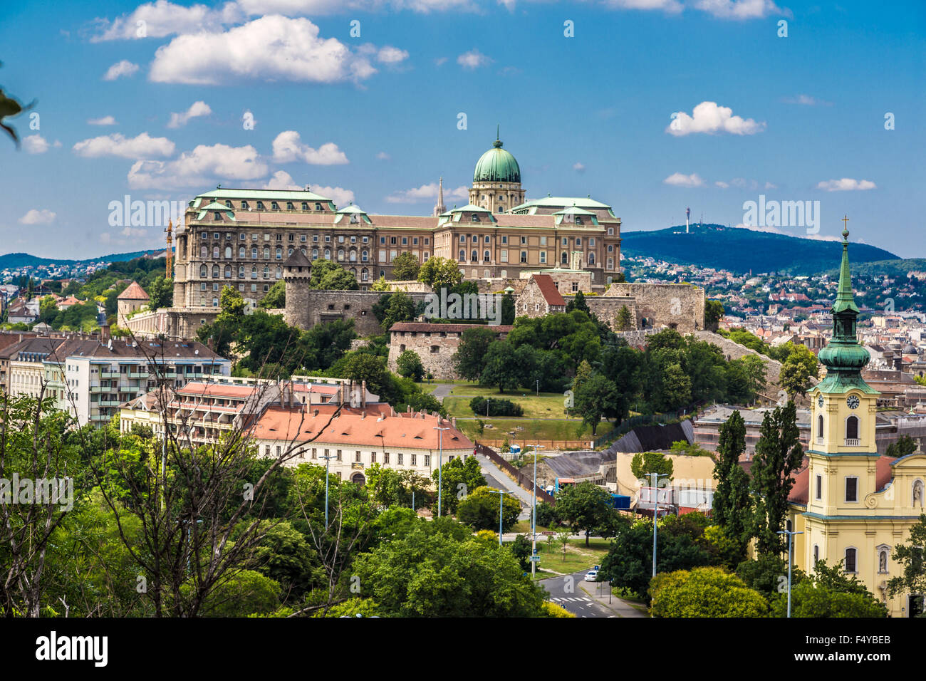 View of Buda side of Budapest with the Buda Castle, St. Matthias and ...