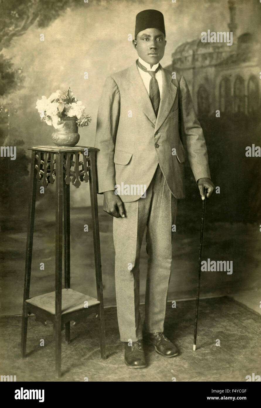 Portrait of a young Libyan with fez hat, Tripoli, Libya Stock Photo - Alamy